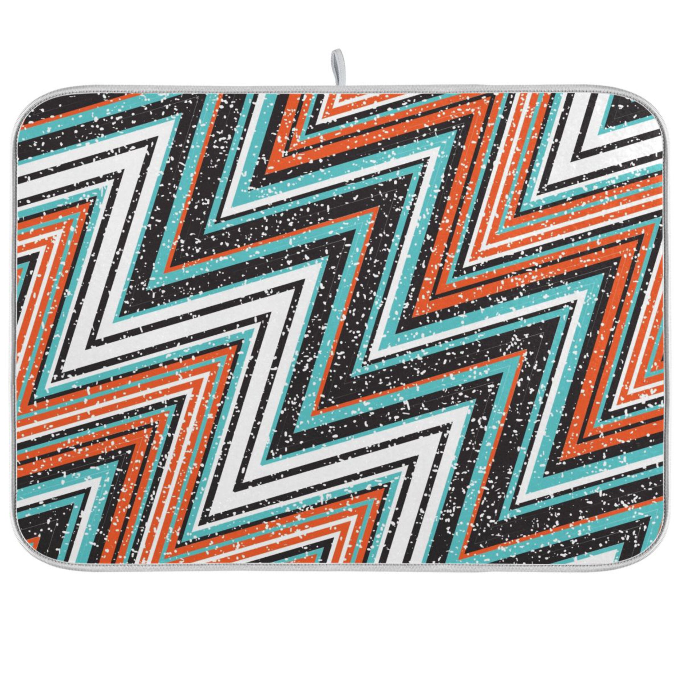Zigzag Colored Lines Dish Drying Mat Microfiber Kitchen Mats Large ...