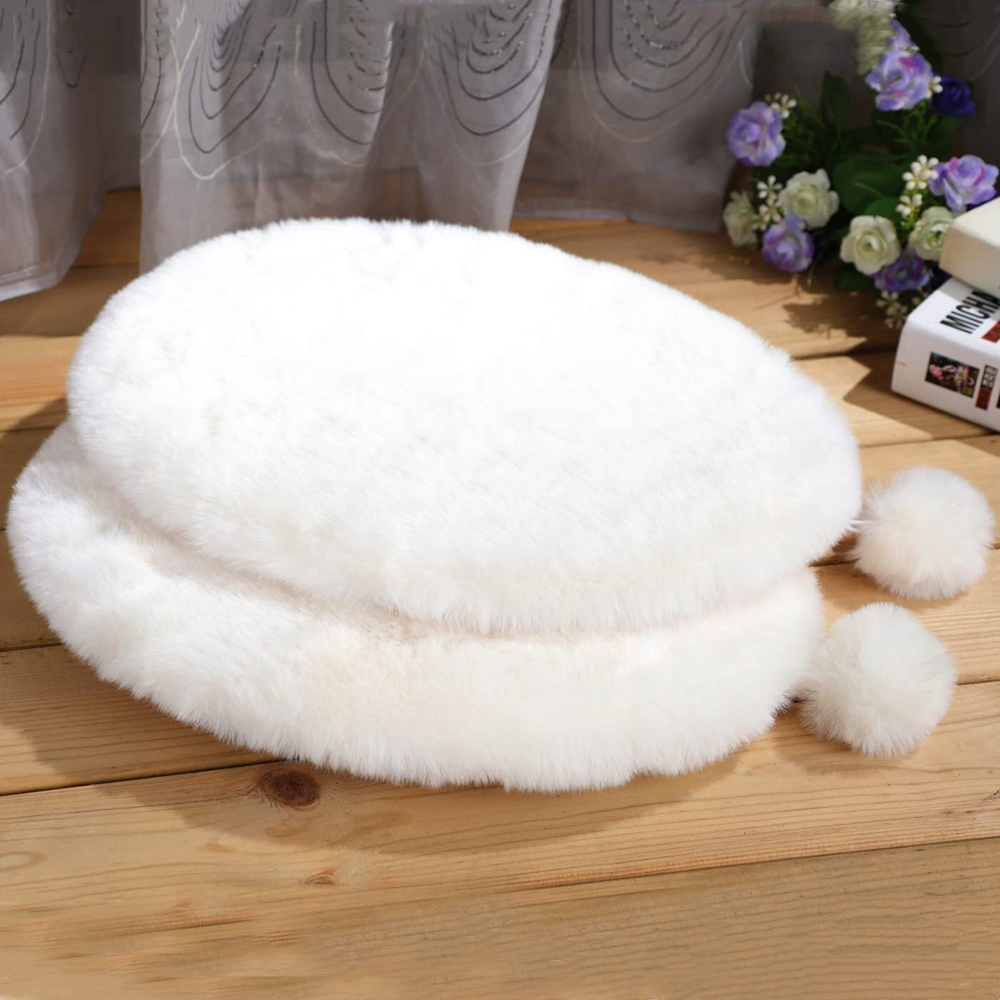 Zihao 2-Pack 15.7" Round Faux Rabbit Fur Cat Dog Bed Cushion Pad Mat ...