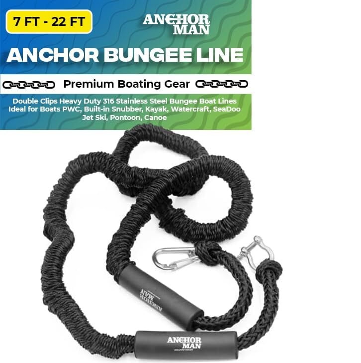 Zihao Anchor-Man Boat Bungee Dock Lines 14ft-50ft Heavy-Duty Bungee ...