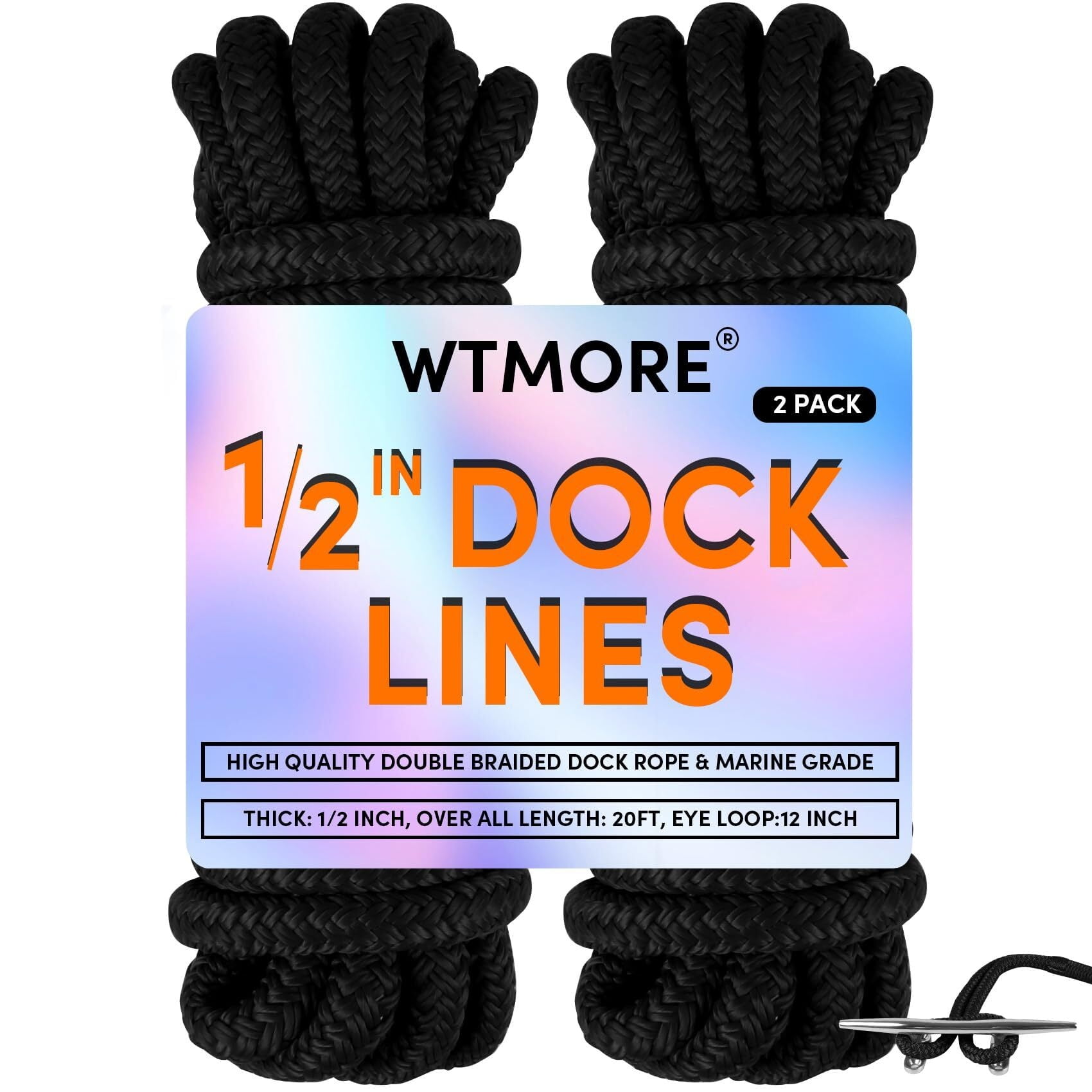 Zihao Dock Lines Boat Ropes for Docking 3/8" x15' Double Braided ...