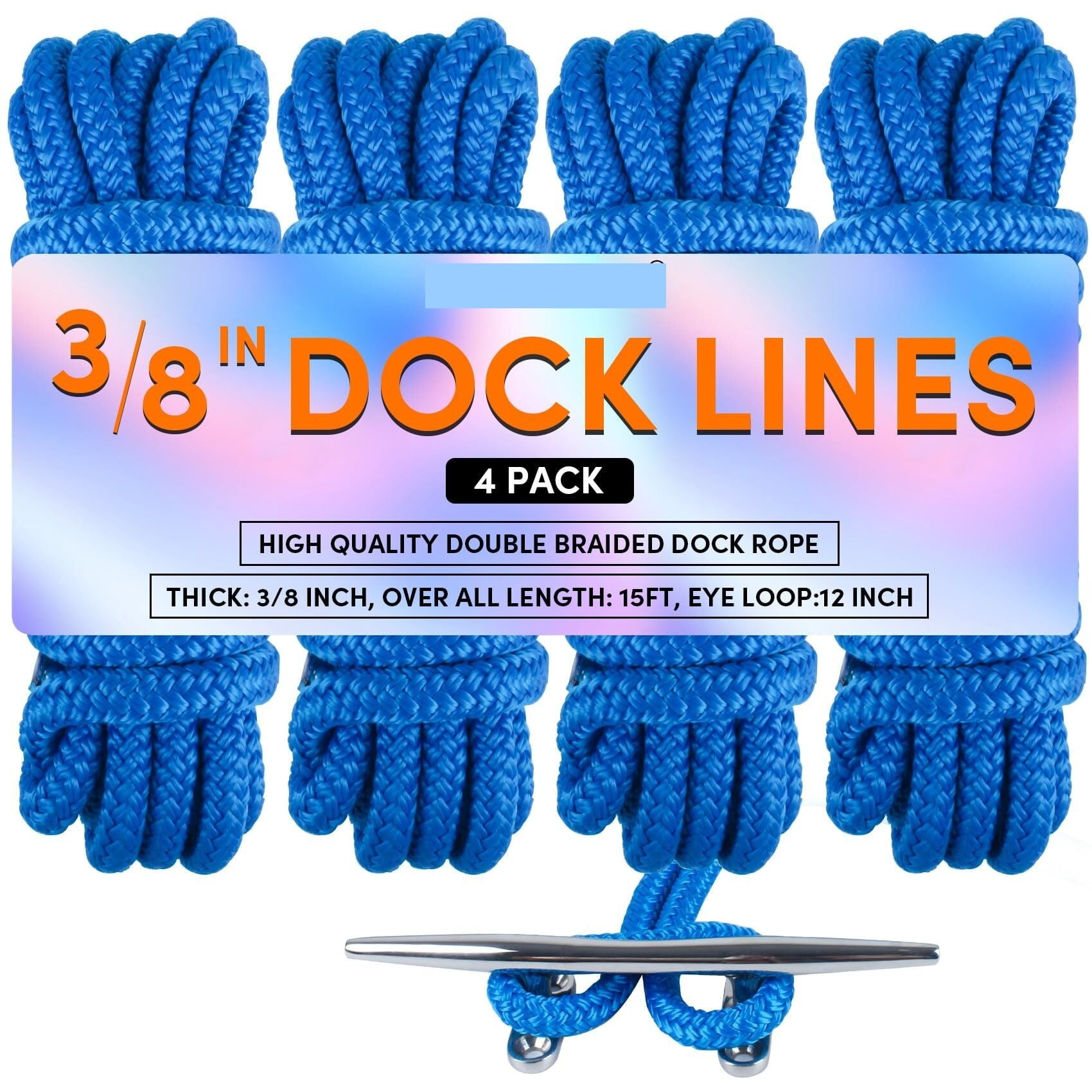 Zihao Dock Lines Boat Ropes for Docking 3/8" x15' Double Braided ...