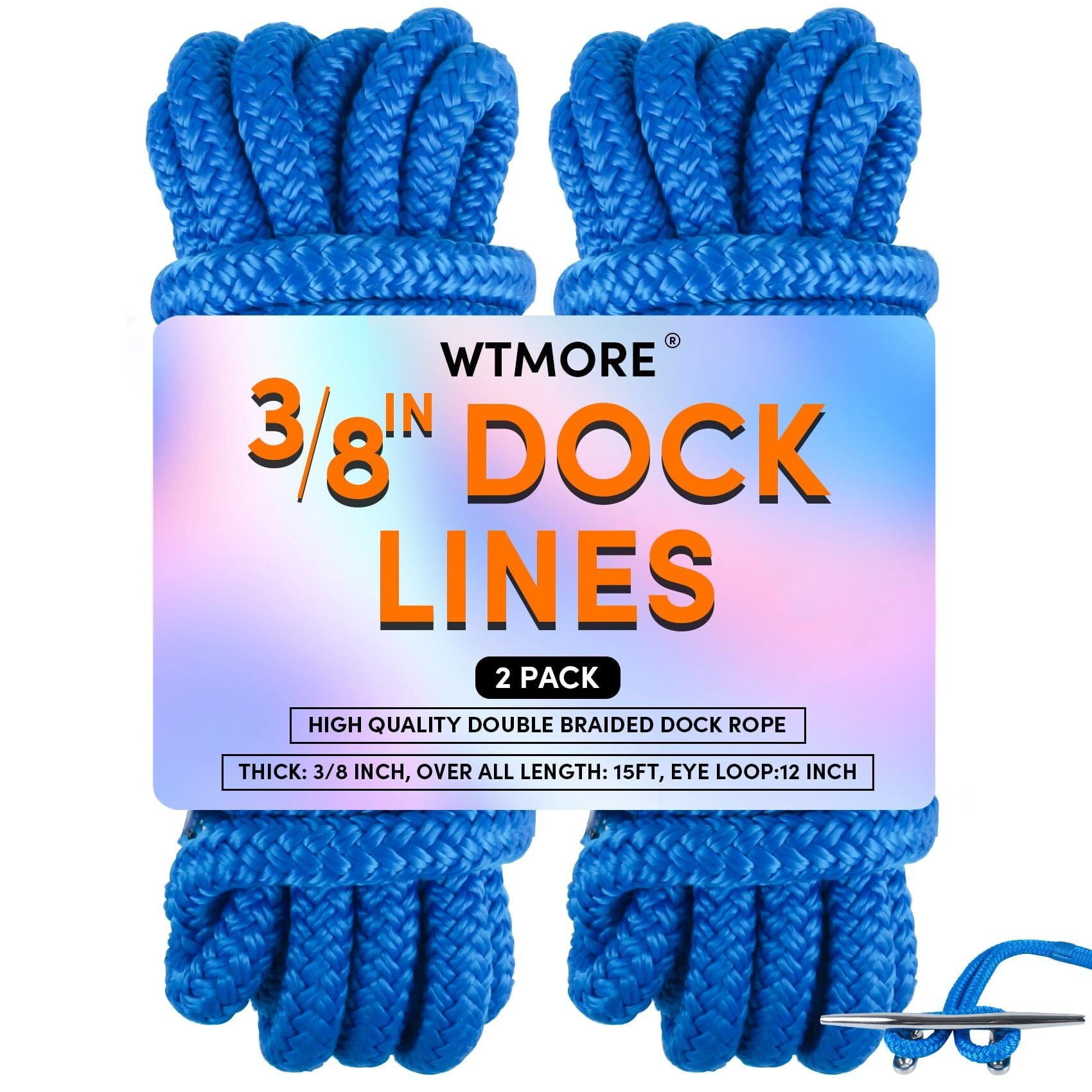 Zihao Dock Lines Boat Ropes for Docking 3/8" x15' Double Braided ...