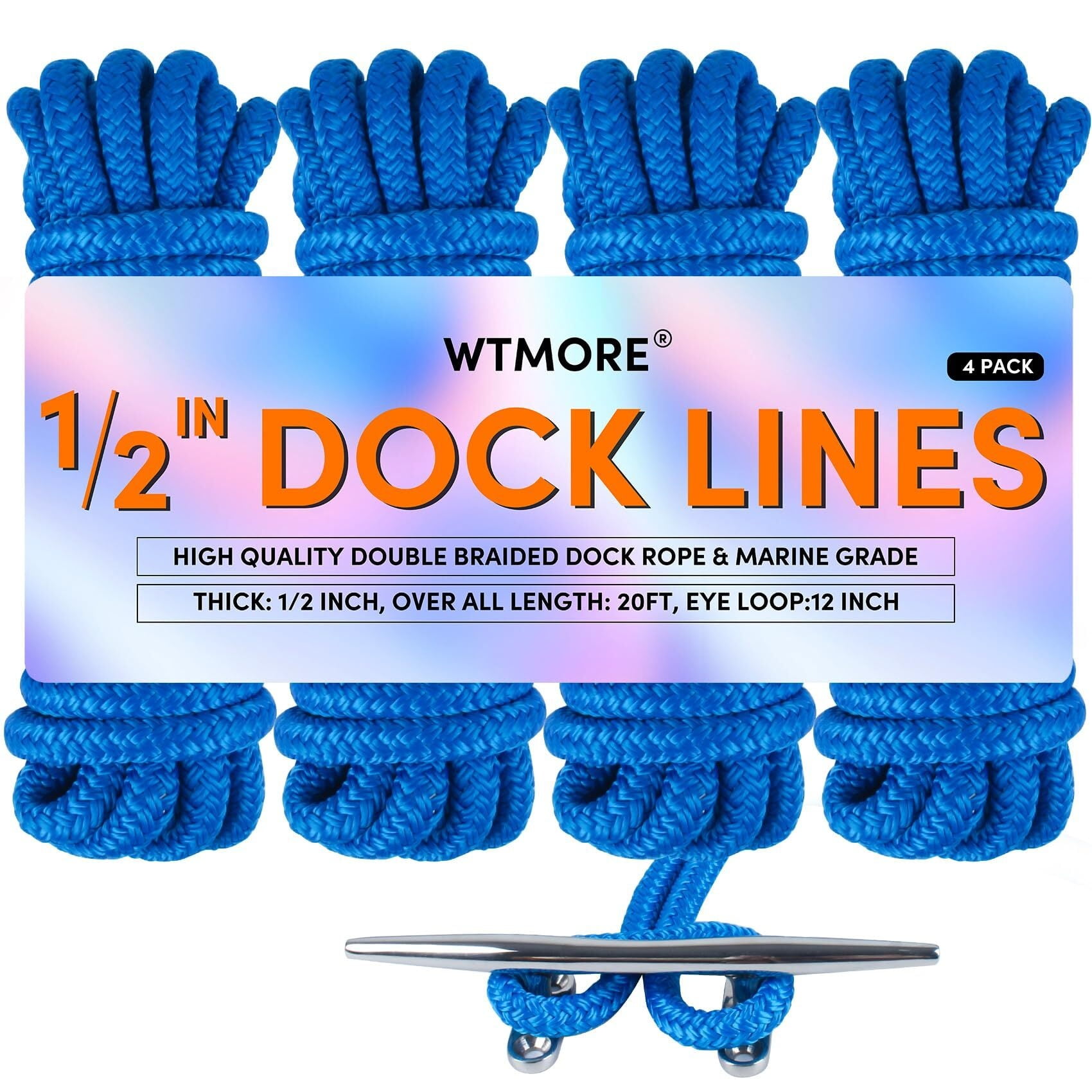 Zihao Dock Lines Boat Ropes for Docking 3/8" x15' Double Braided ...