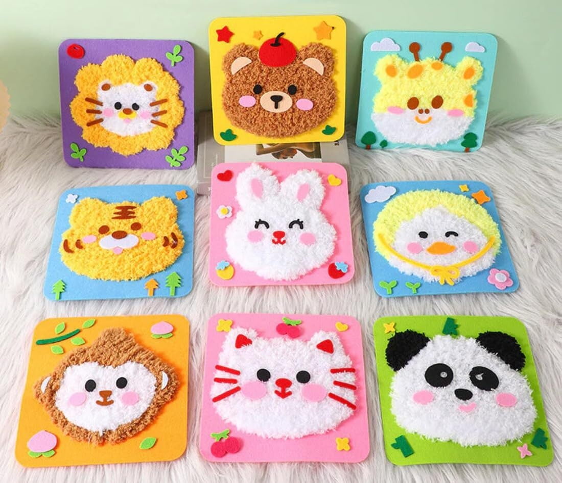 Zihao Embroidery Doll Set, Cartoon Animal Sewing Craft Kit (9 Pack All ...
