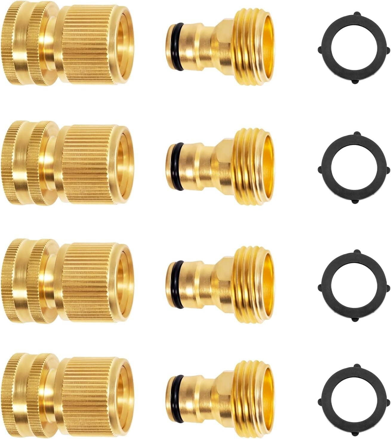 Zihao Yard Garden Hose Connectors 3/4" Brass Quick Connect Adapters (4 ...