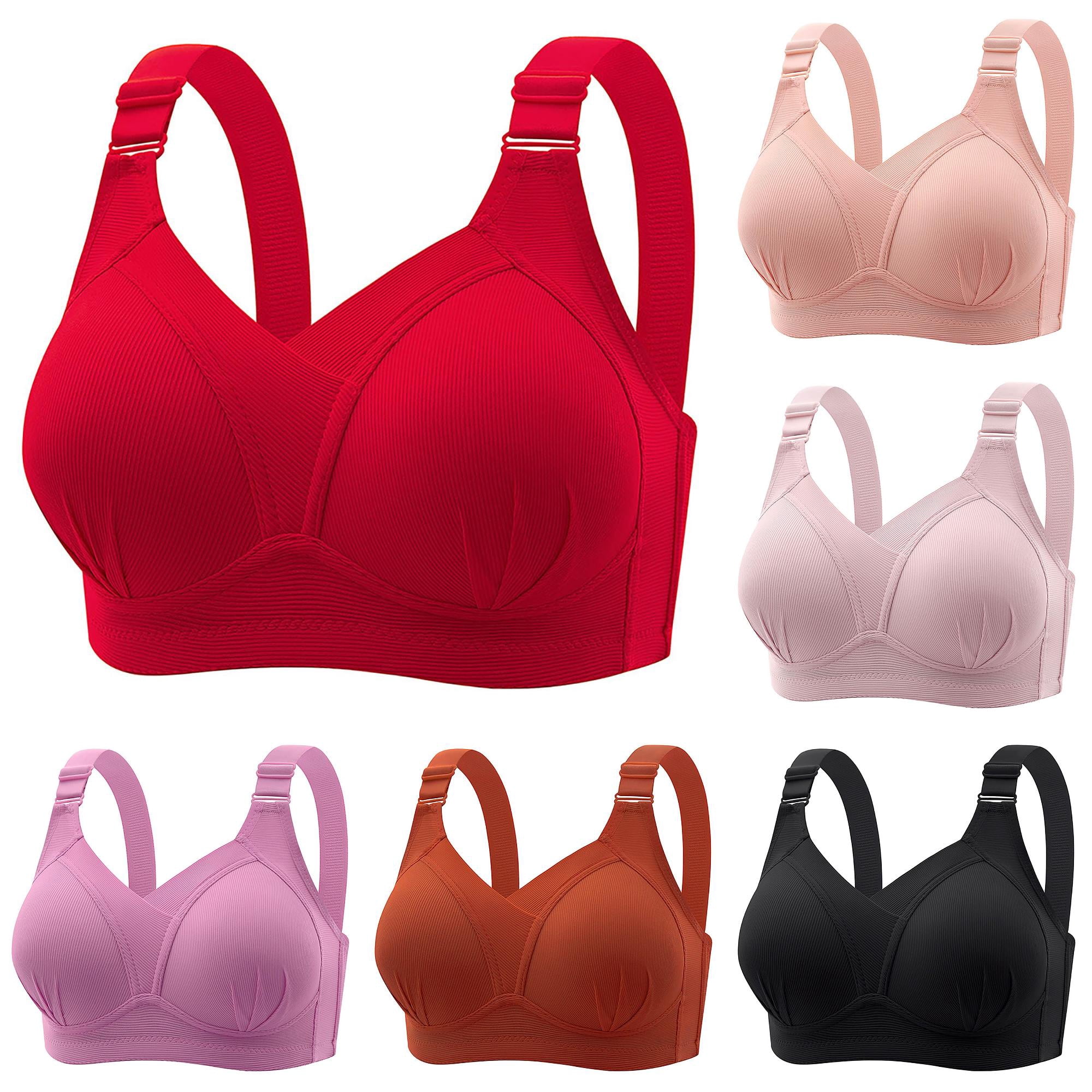 Zijinkuiwen Women's Wireless Bra Ribbed Cross V‑Neck with Wide ...