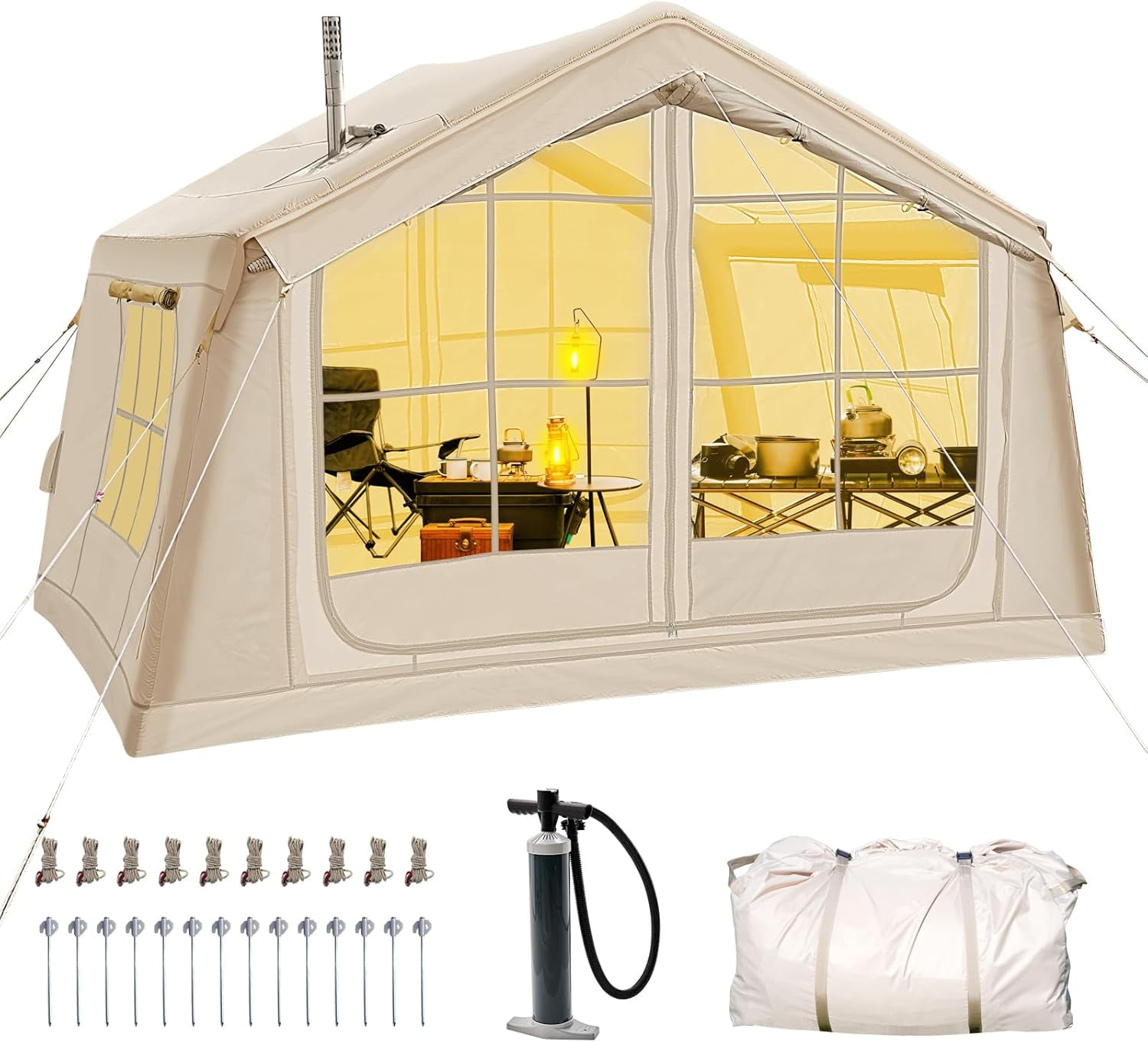 Zikebtuy 2/6/8 Person Inflatable Camping Tent, Easy Setup Blow Up Air ...