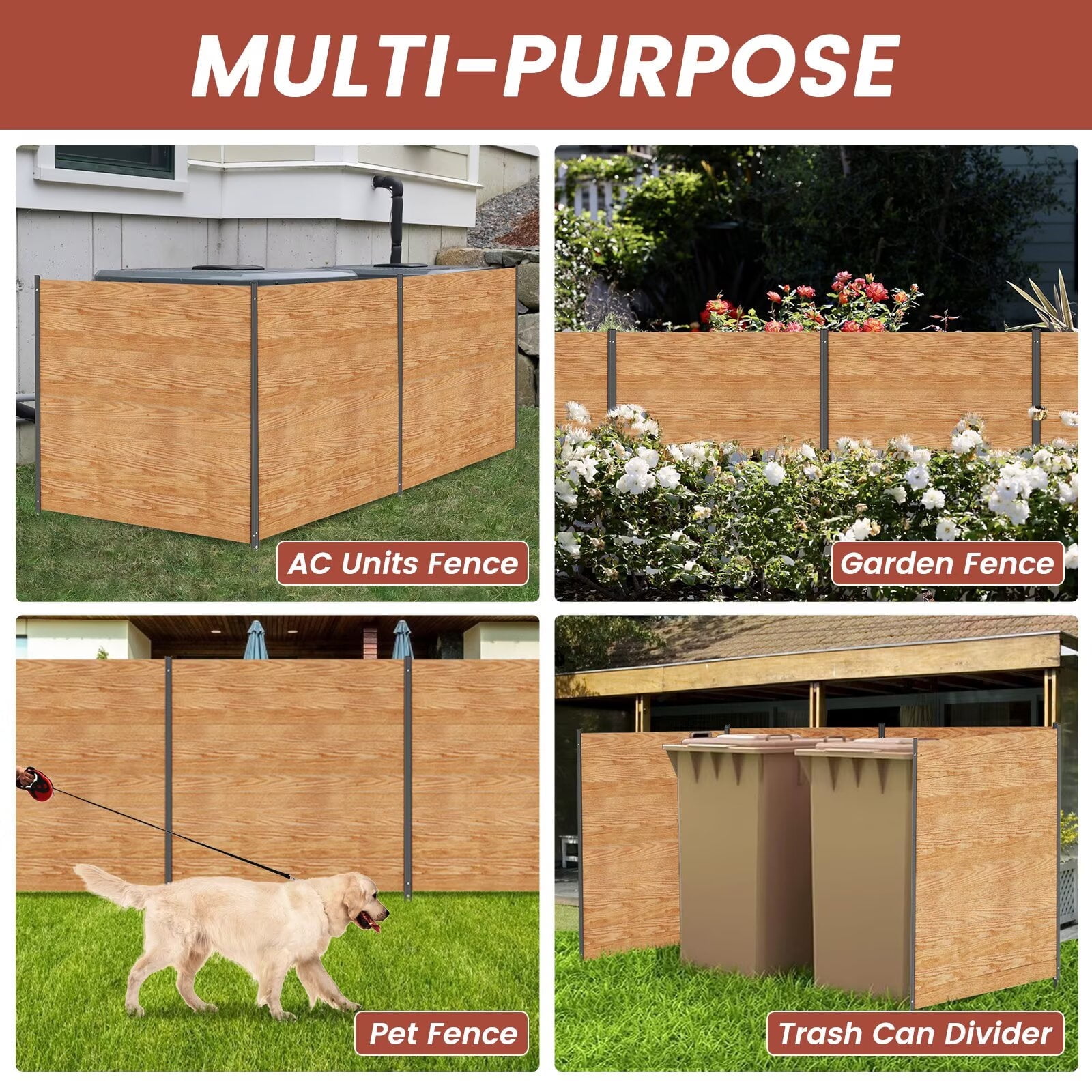 Zikebtuy 36in W x 44in H Air Conditioner Fence, 2 Panels Outdoor Wood ...