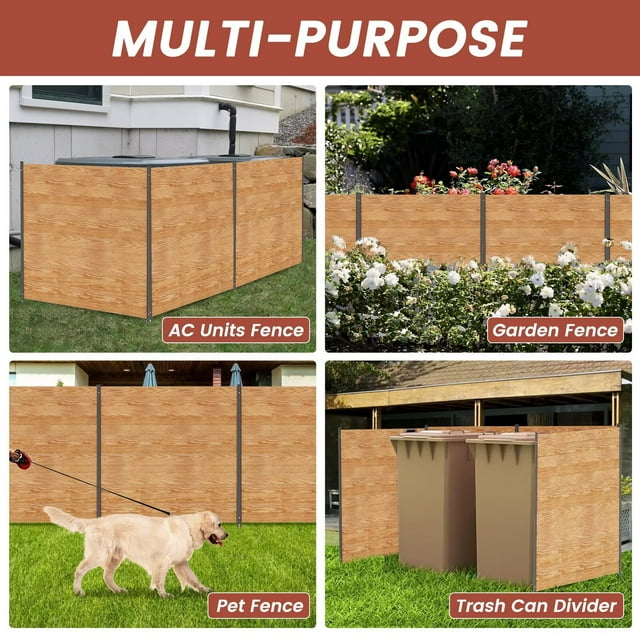 Zikebtuy 36in W x 44in H Air Conditioner Fence, 2 Panels Outdoor Wood Fence Privacy Screen with ...
