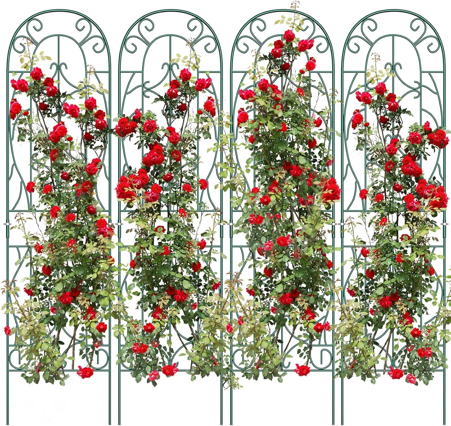 Zikebtuy 4 Pack 59x16in Metal Garden Trellis for Climbing Plants,Green ...