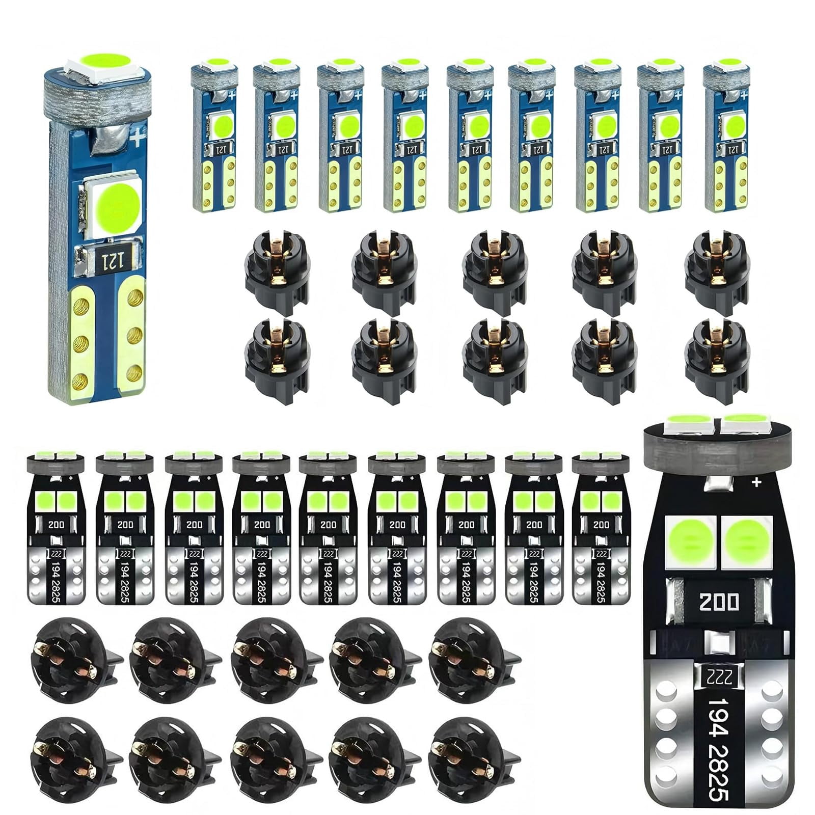 Zikefest 20PCS Dash Lights, T5 T10 LED Bulbs with Twist Socket ...