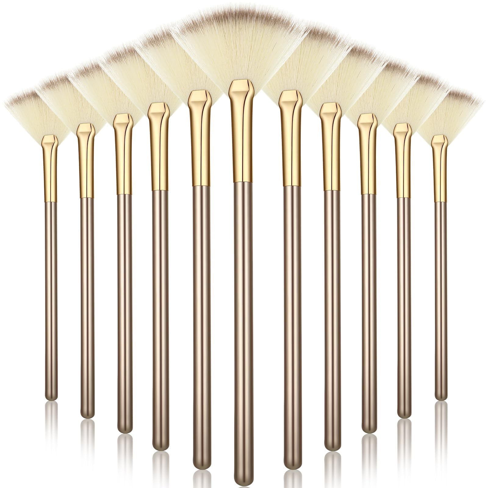 Ziliny 12 Pcs Soft DHF10 Facial Fan Brush Blush Makeup Brush Face Mask ...