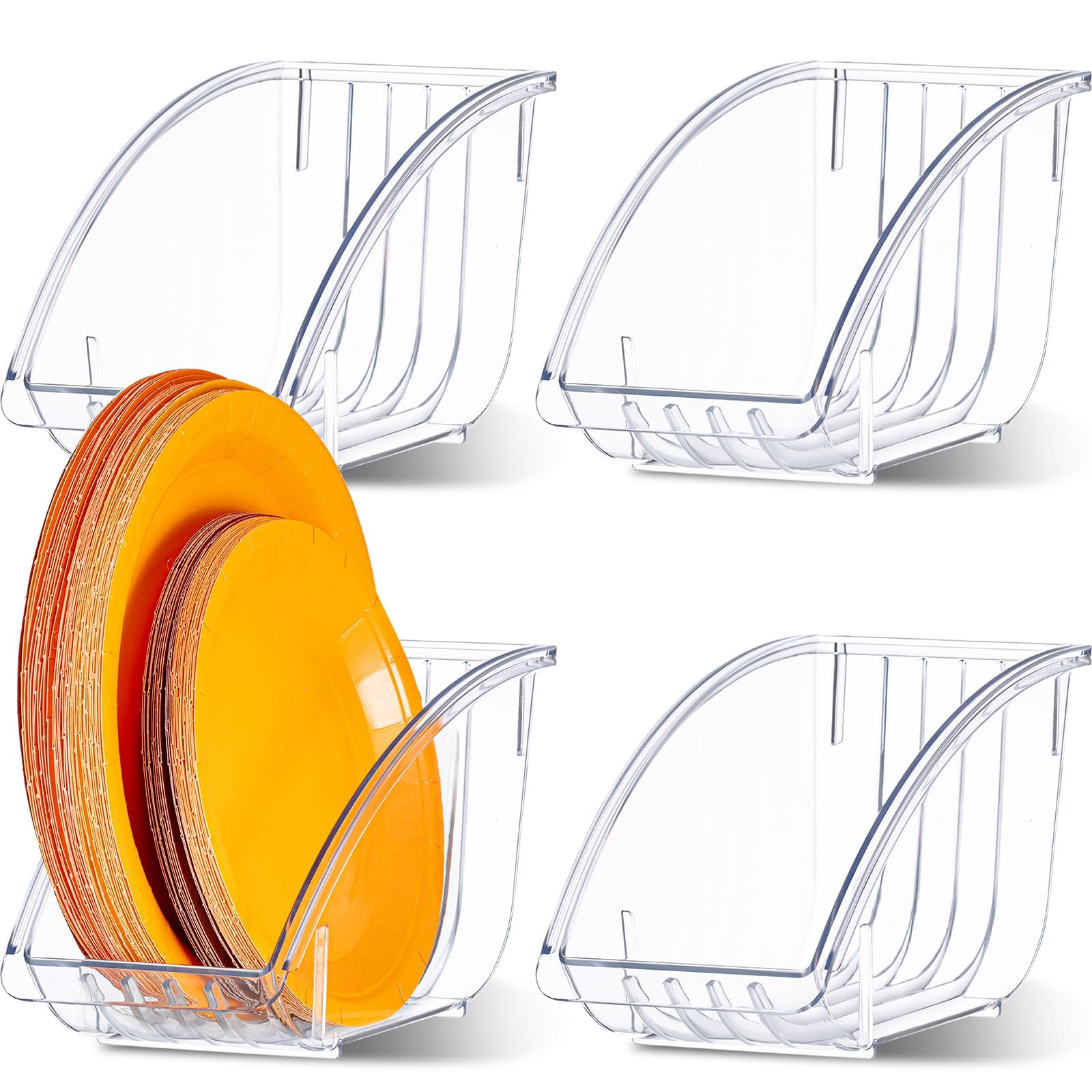 Ziliny 4 Pcs 10 Inch Paper Plate Holder Plastic Dinner Dish Drainer ...