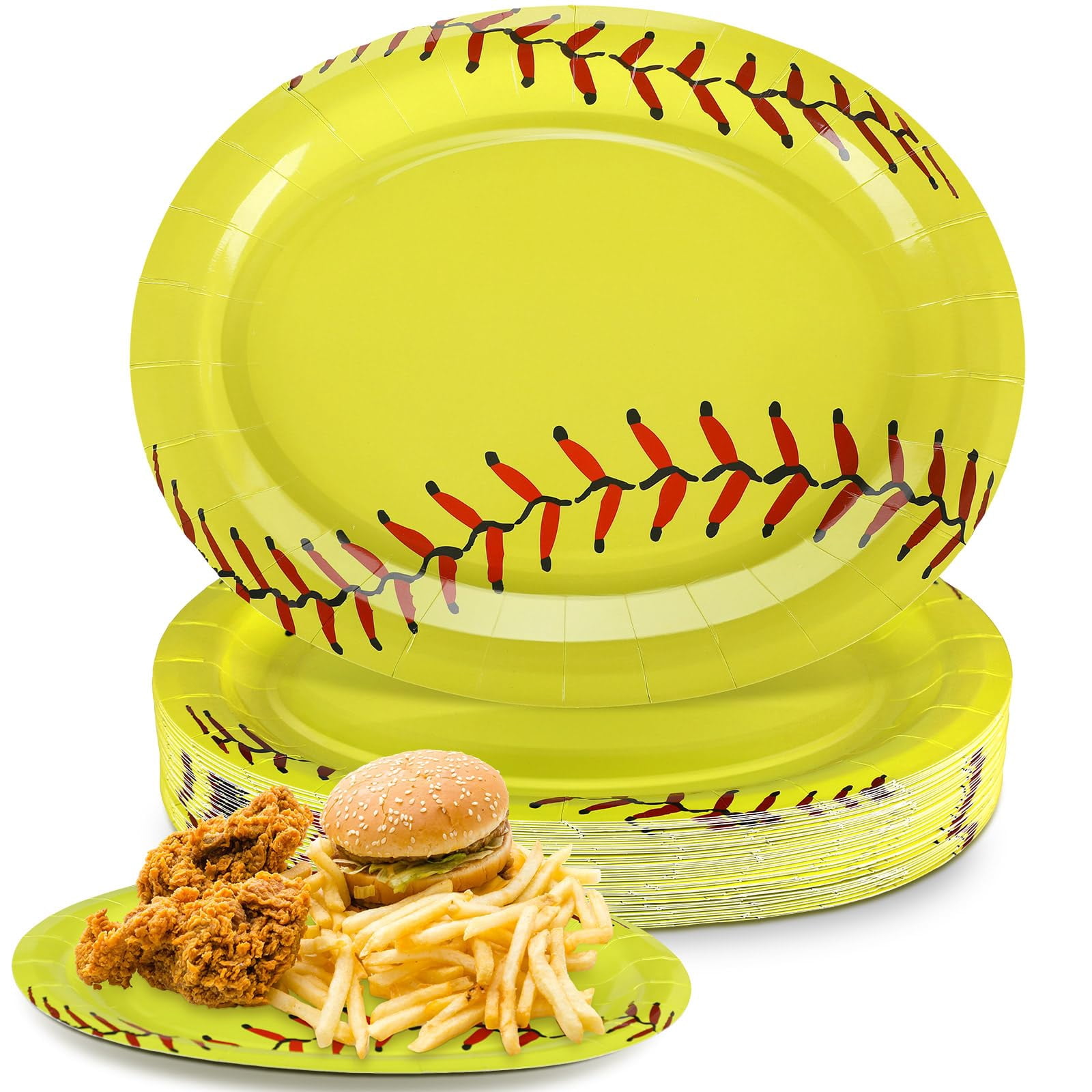 Ziliny 50 Pcs 10 IFF17 x 12 Inch Oval Sports Theme Paper Plates ...