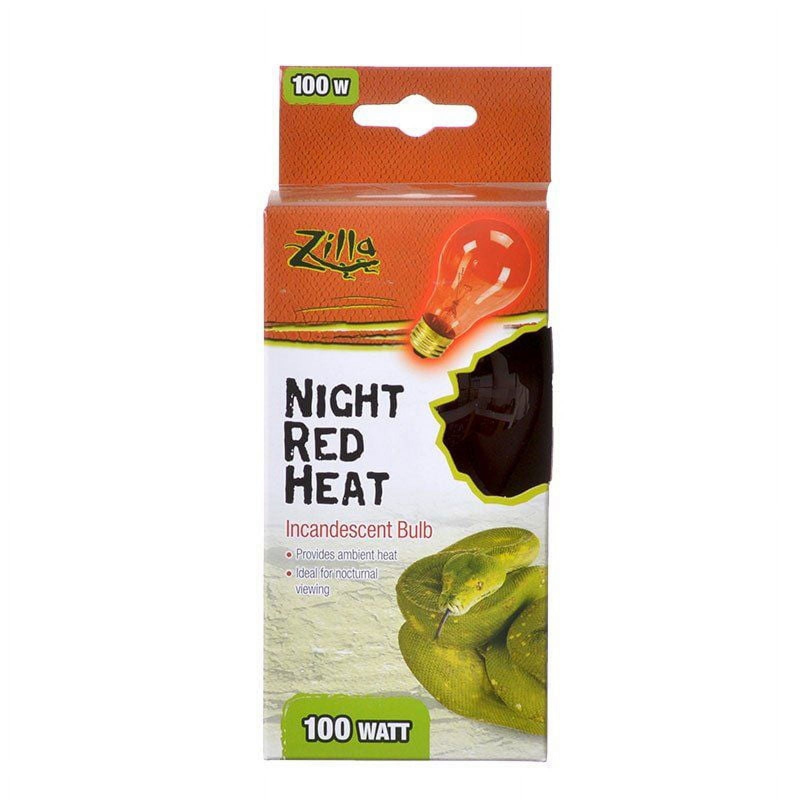Zilla Incandescent Night Red Heat Bulb for Reptiles 100 Watt PACK OF 2 ...