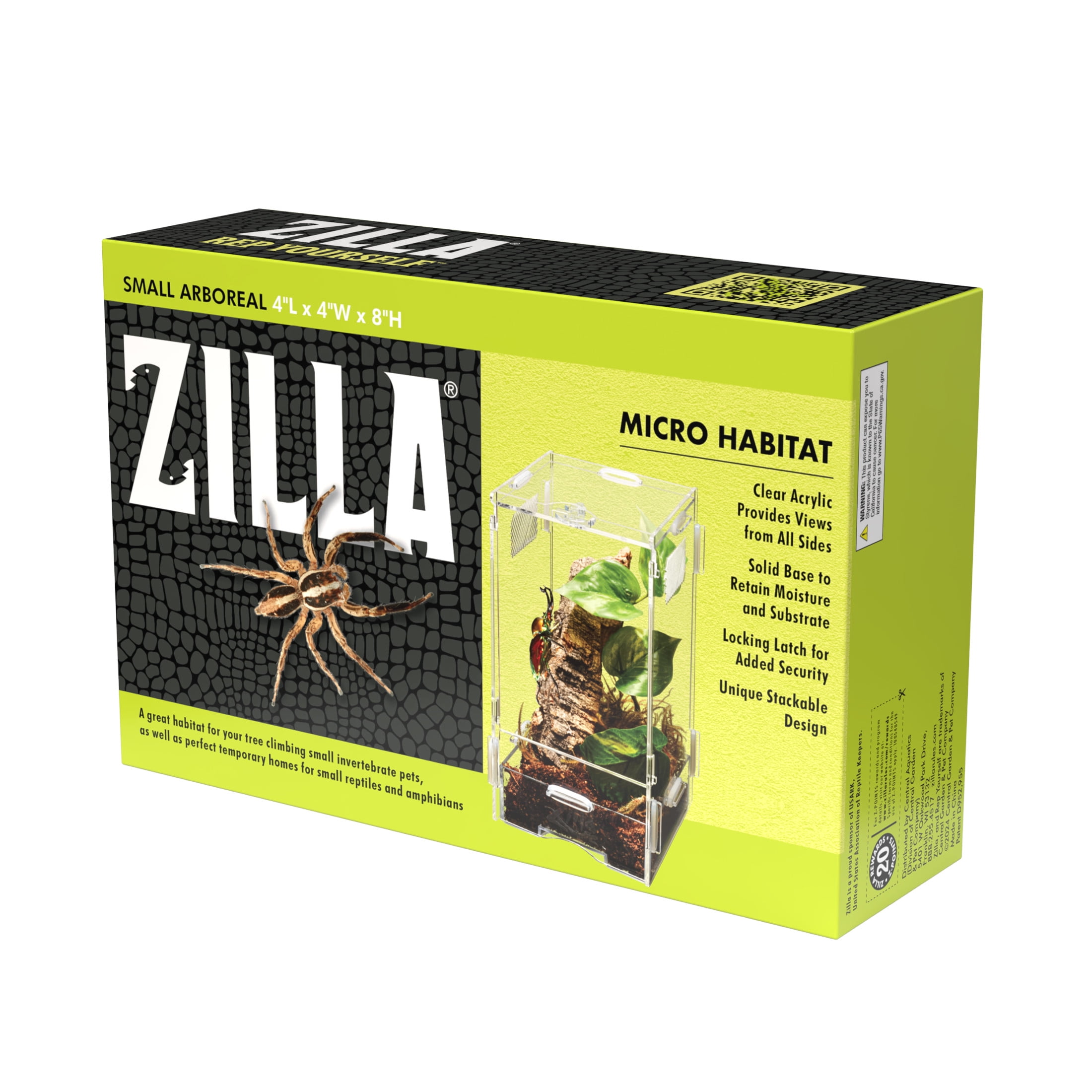 Zilla Micro Habitat Reptile Terrariums with Locking Latch Arboreal ...