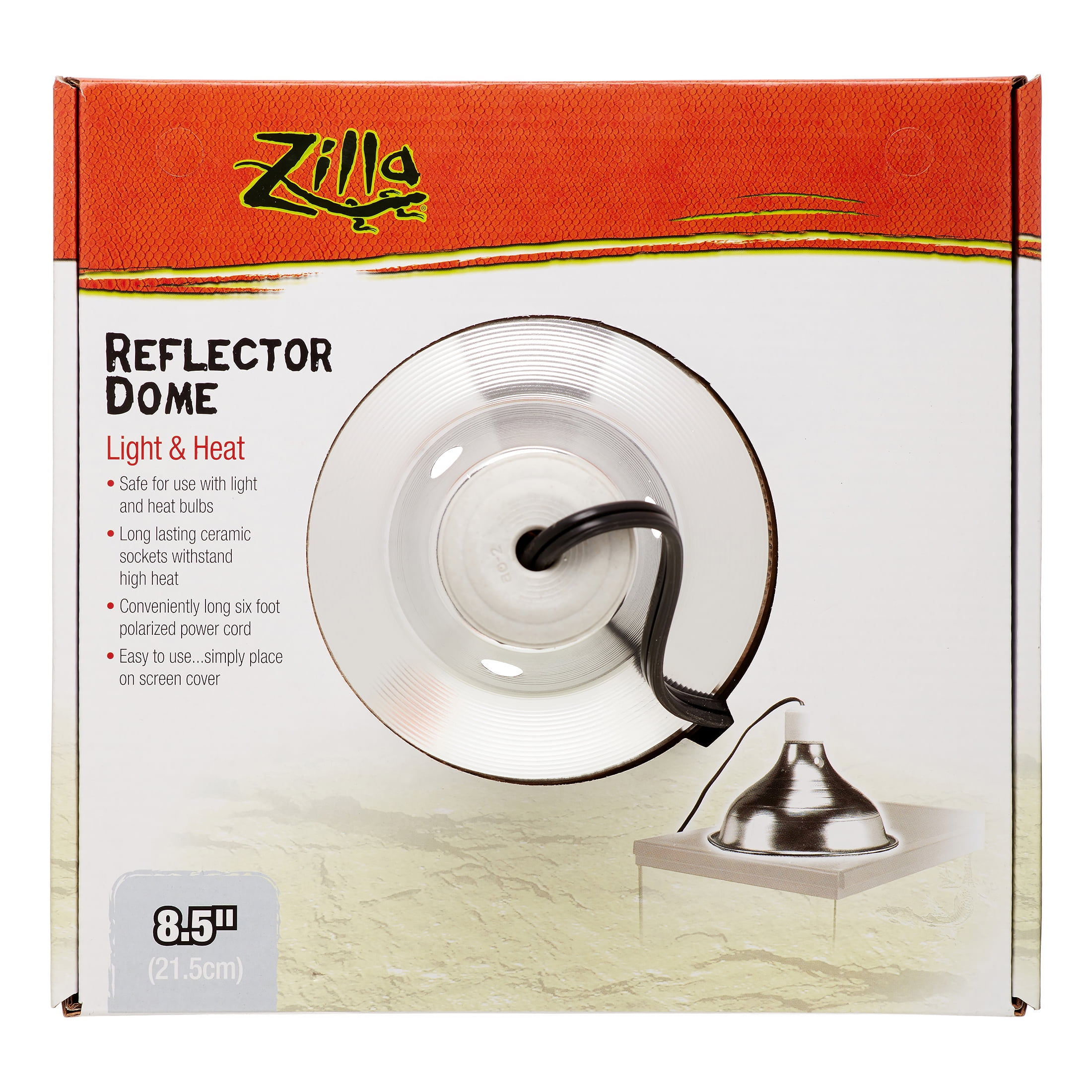 Zilla Reflector Dome Light & Heat Terrarium Light Fixture, 8.5", Silver ...