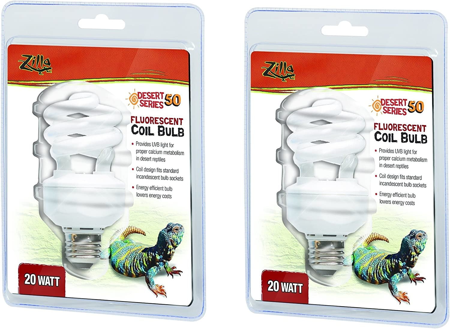 Zilla UVB Fluorescent Desert Coil Bulb, 20 Watt (2 Pack) - Walmart.com
