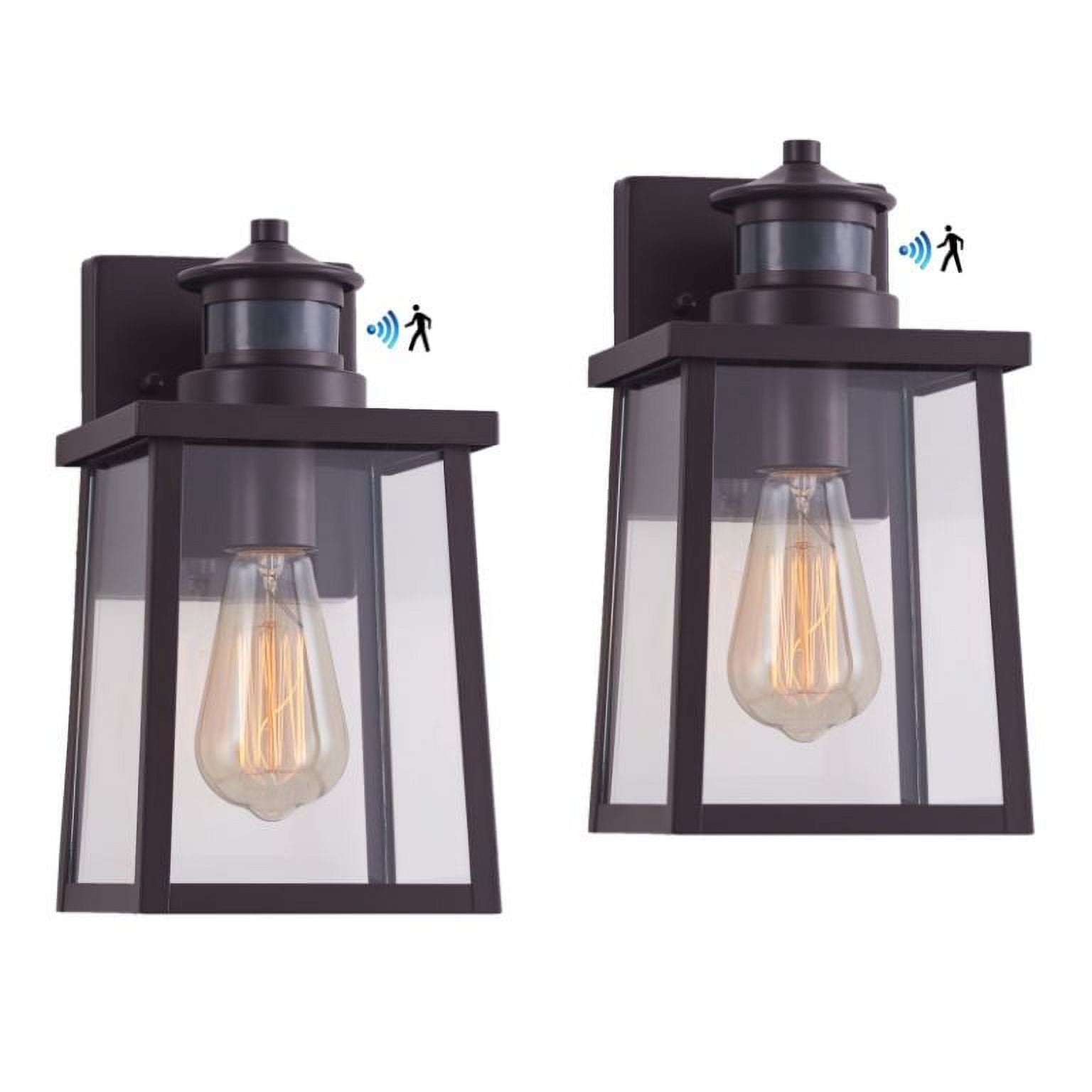 Zillar 2 Pack Motion Sensor Outdoor Wall Lantern with Clear Glass ...