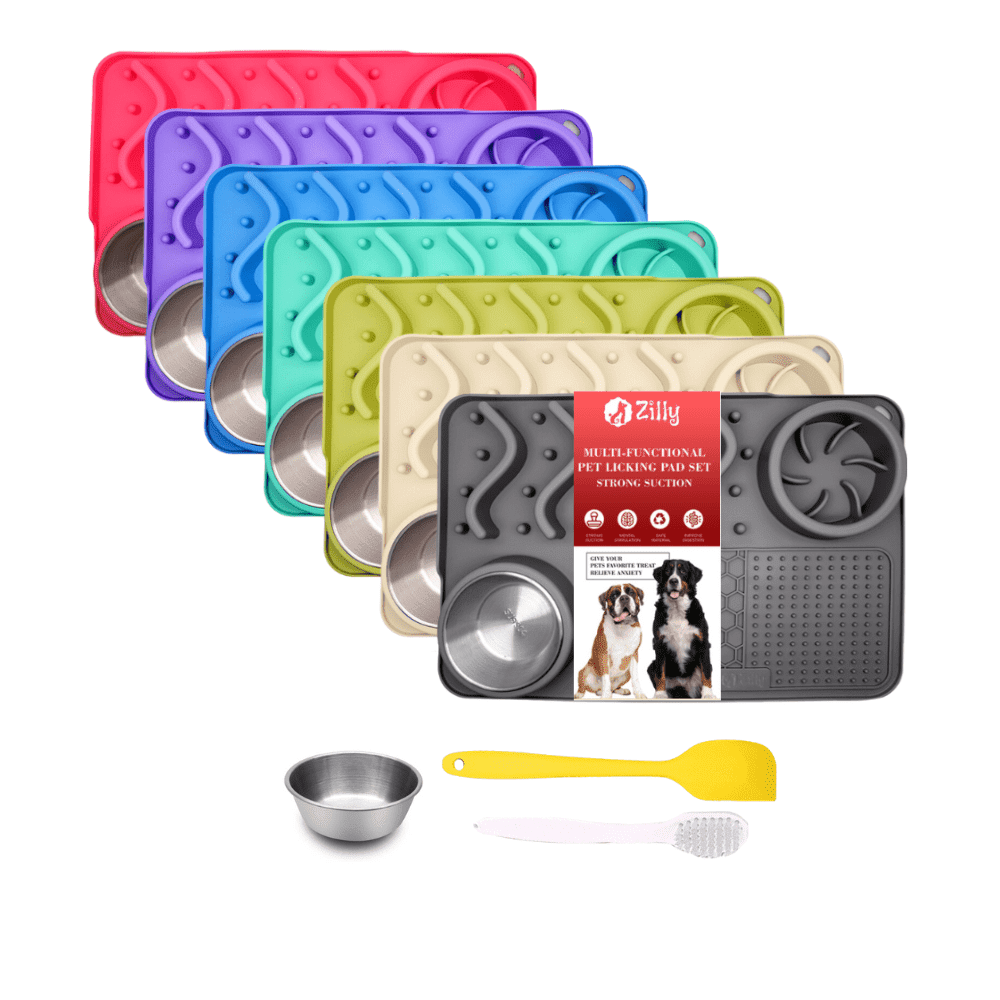 Zilly Slow Feeder Dog Lick Mat, Food Grade Silicone, with Bowl, Spatula ...