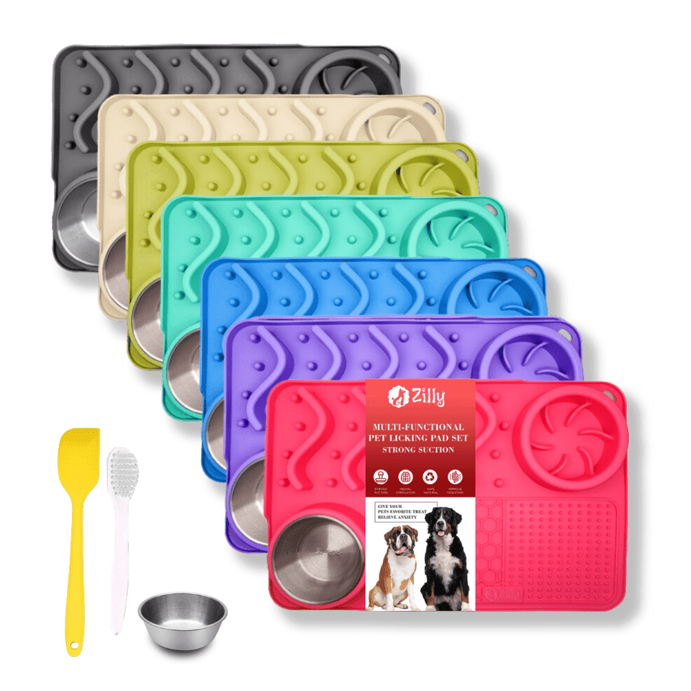 Zilly Slow Feeder Dog Lick Mat, Food Grade Silicone, Pink Solid Print ...