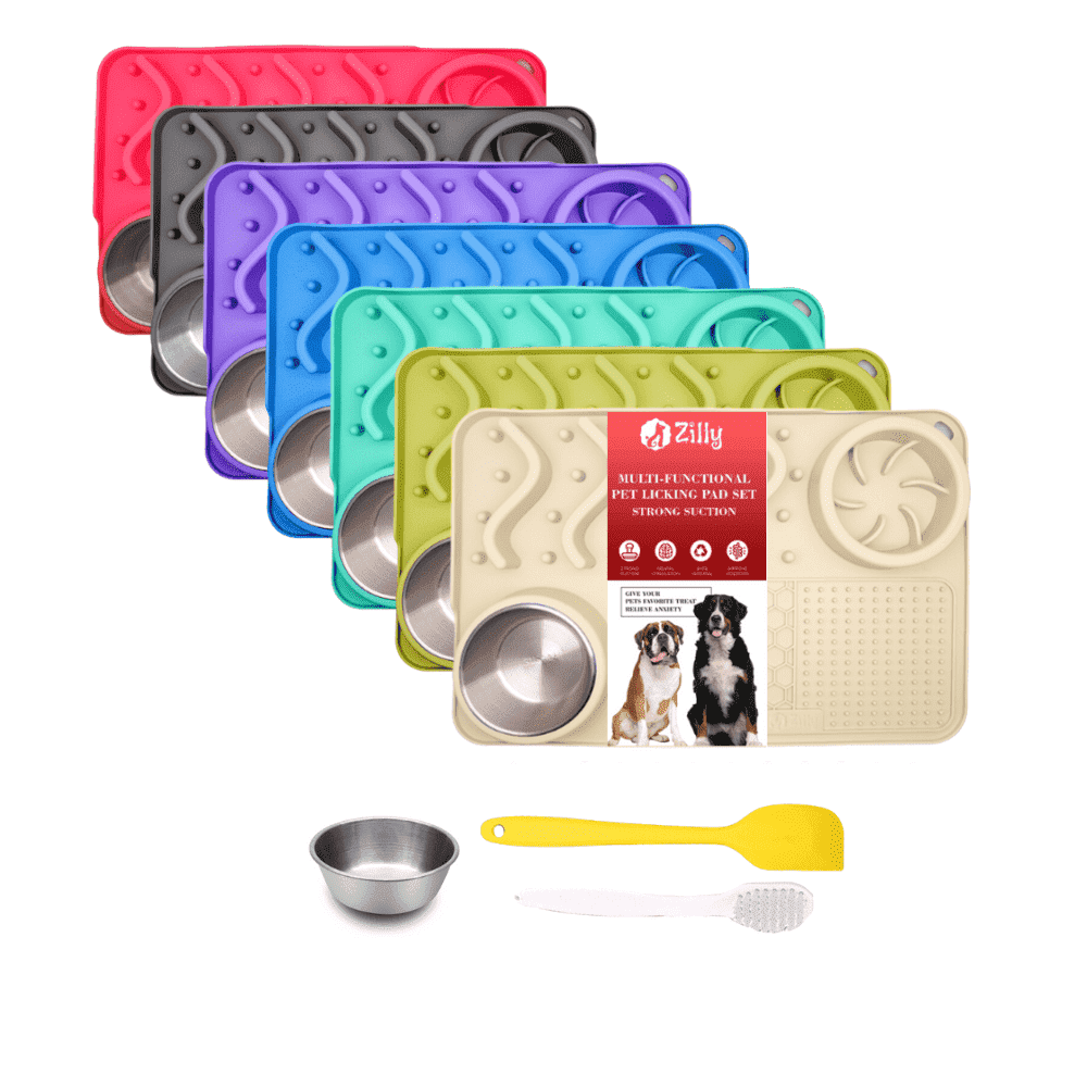 Zilly Slow Feeder Dog Lick Mat Food Grade Silicone with Bowl Spatula ...
