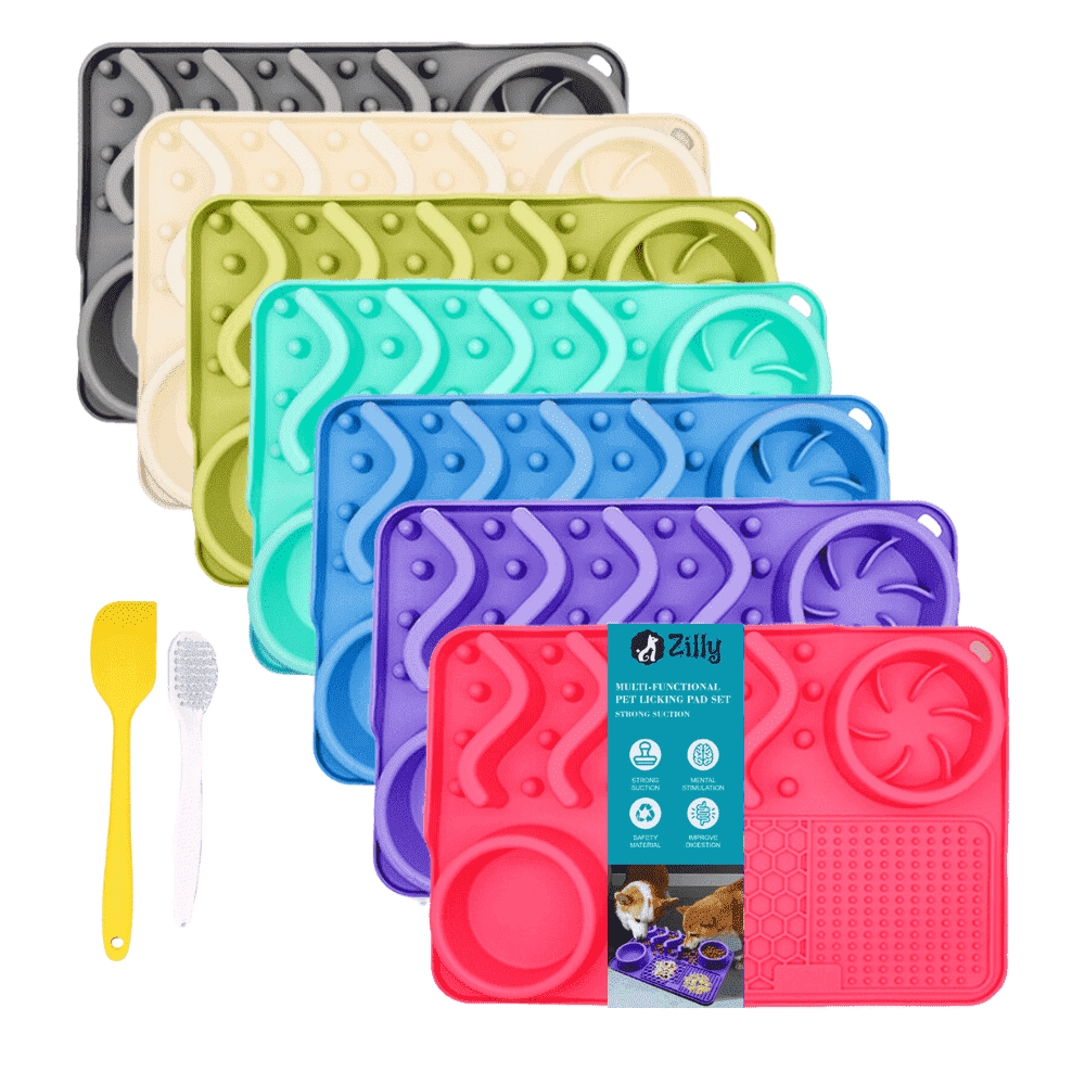 Zilly Slow Feeder Dog & Cat Lick Mat, Food Grade Silicone with Spatula ...