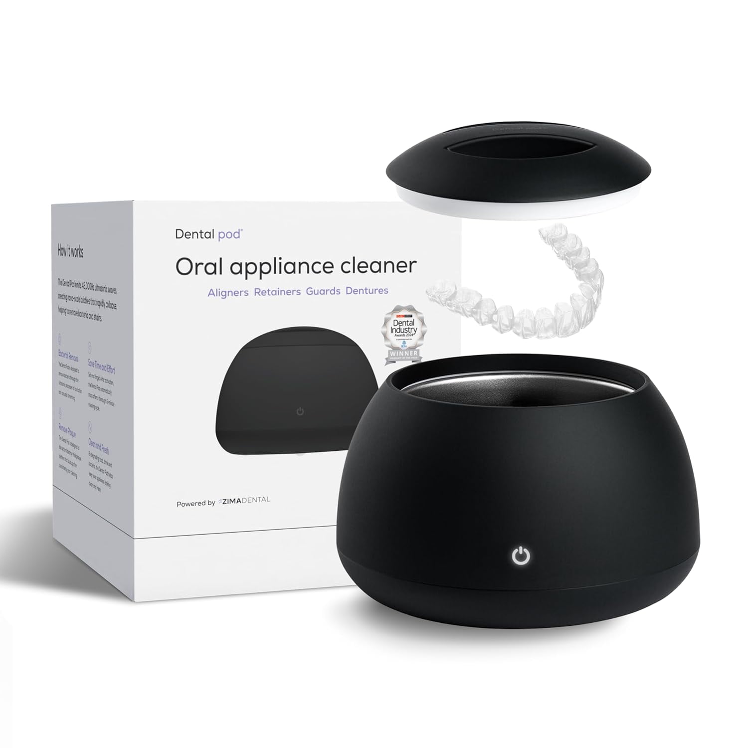 Zima Dental Pod | Jet Black | Ultrasonic Retainer Cleaner Machine ...