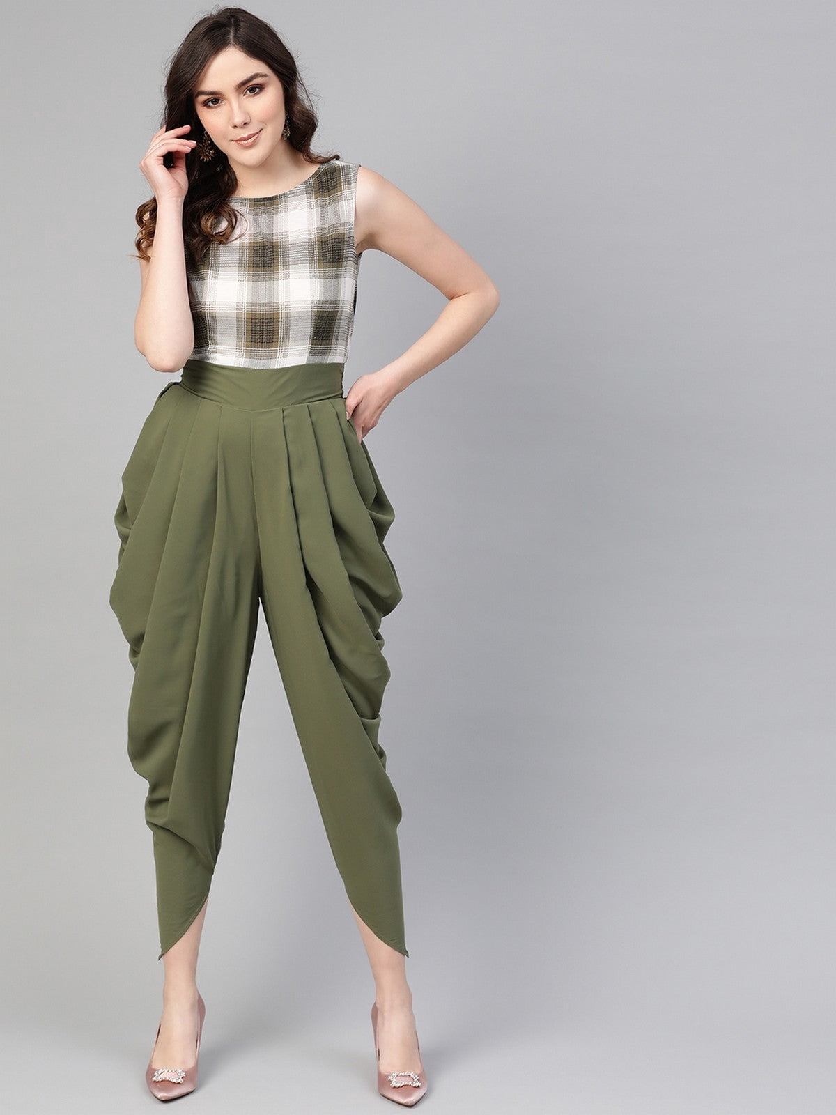 Zima Leto Women's Checkered Cowl Jumpsuit - Walmart.com