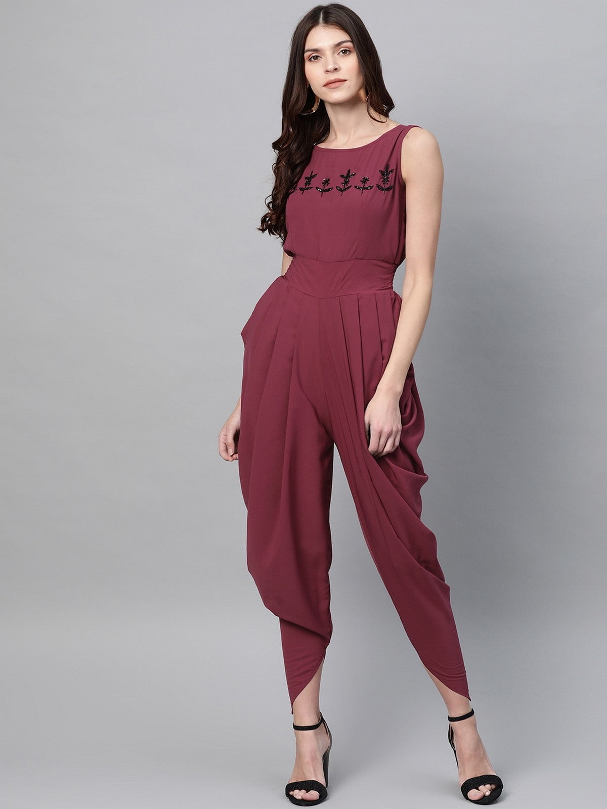 Zima Leto Women's Embroidered Cowl Jumpsuit - Walmart.com