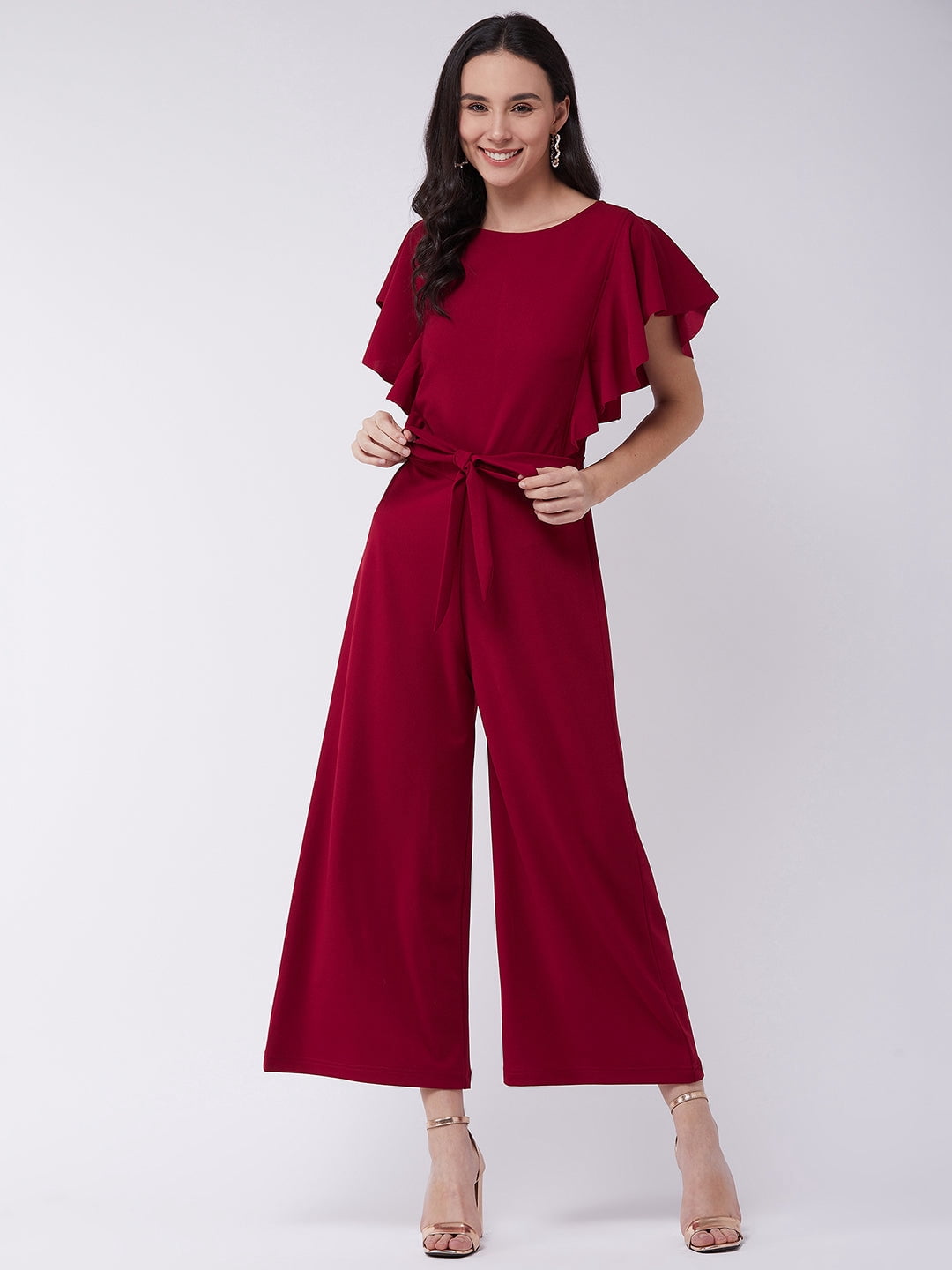 Zima Leto Women's Solid Jumpsuit With Flared Sleeves - Walmart.com