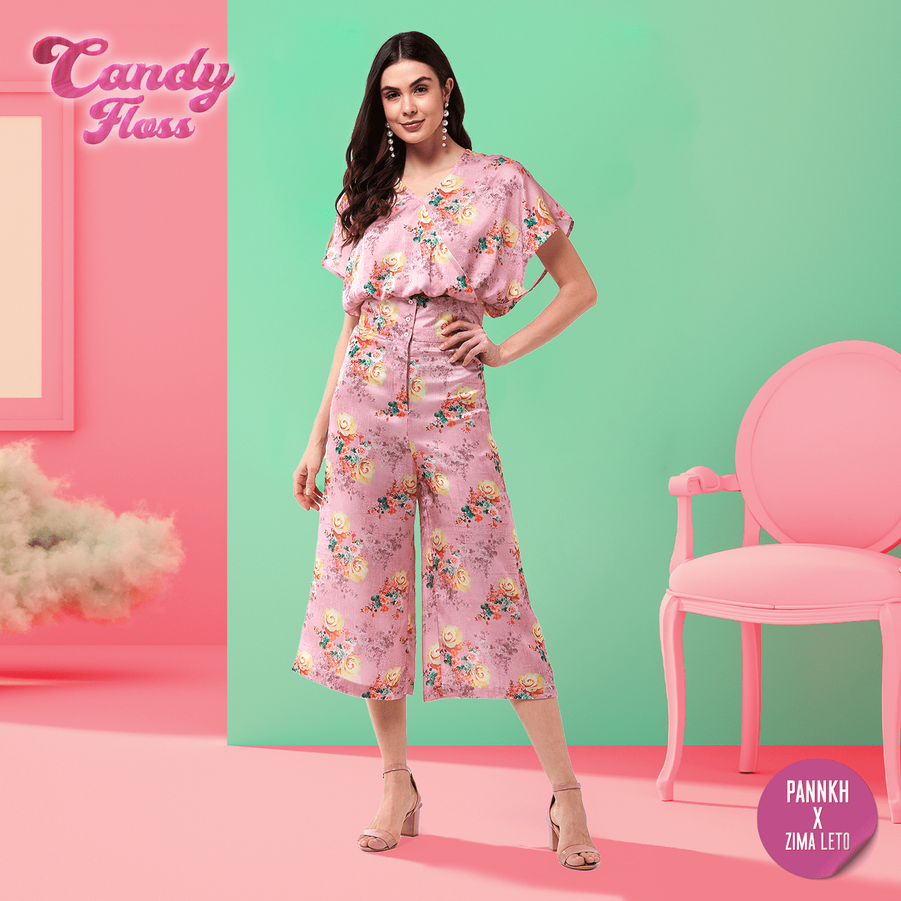 Zima leto Women's Floral Digital Printed Loose Top With High Waist ...