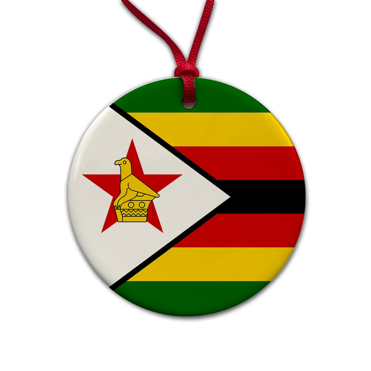 Zimbabwe Country Flag Christmas Tree Holiday Round Ceramic Ornament ...