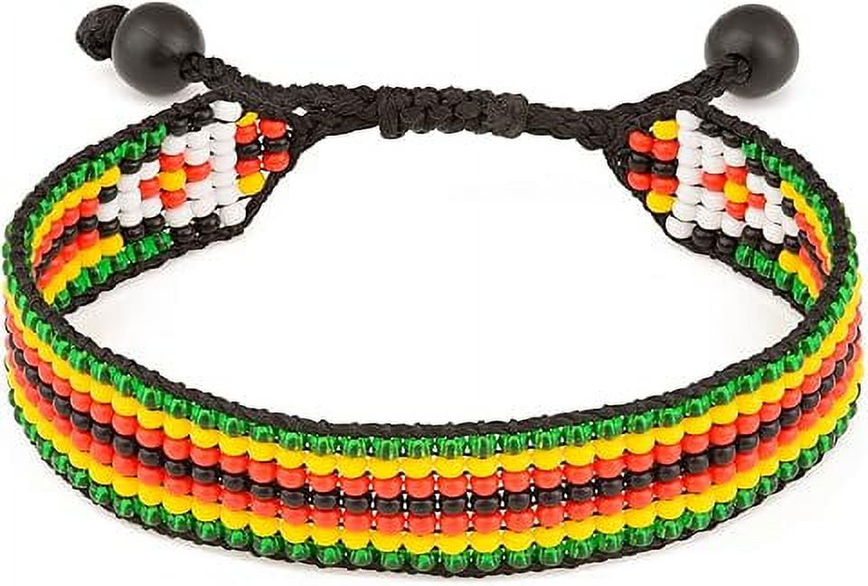 Zimbabwe Flag Bracelet: Handmade Bracelet,Adjustable Beaded Boho-Style ...