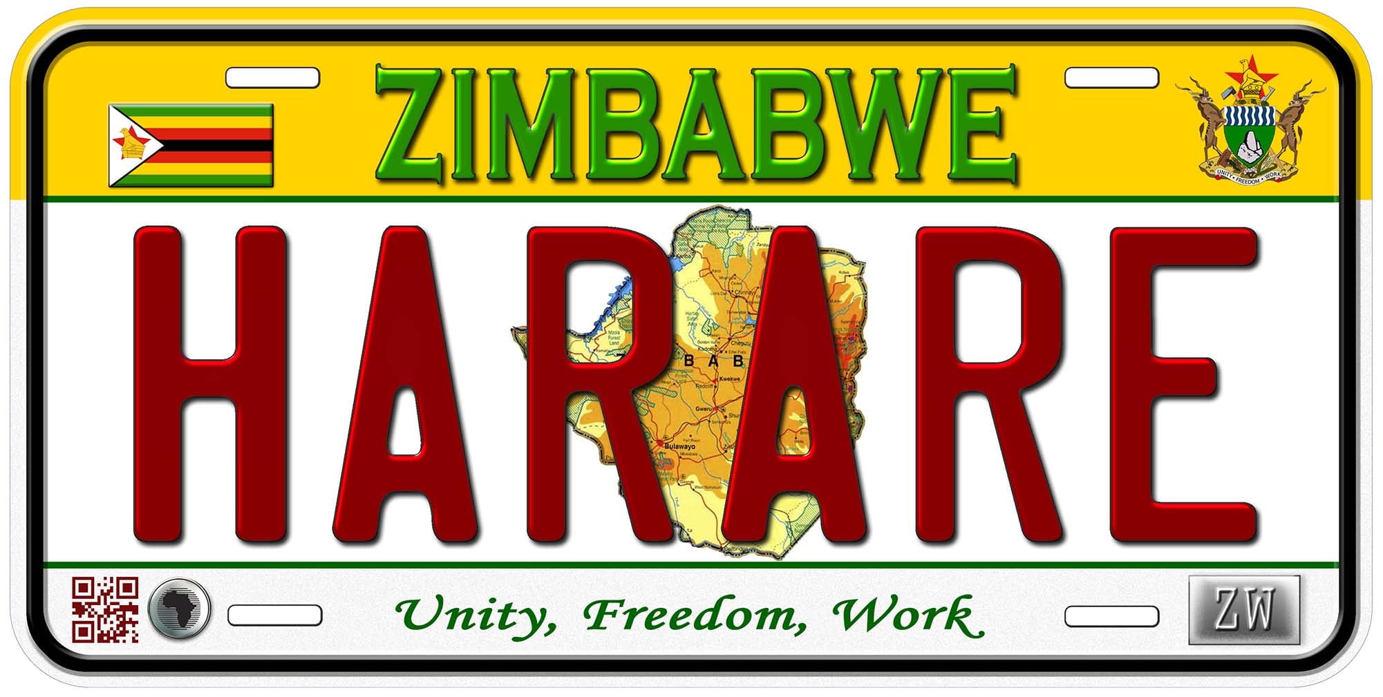 Zimbabwe Harare Africa Custom Novelty Car License Plate - Walmart.com