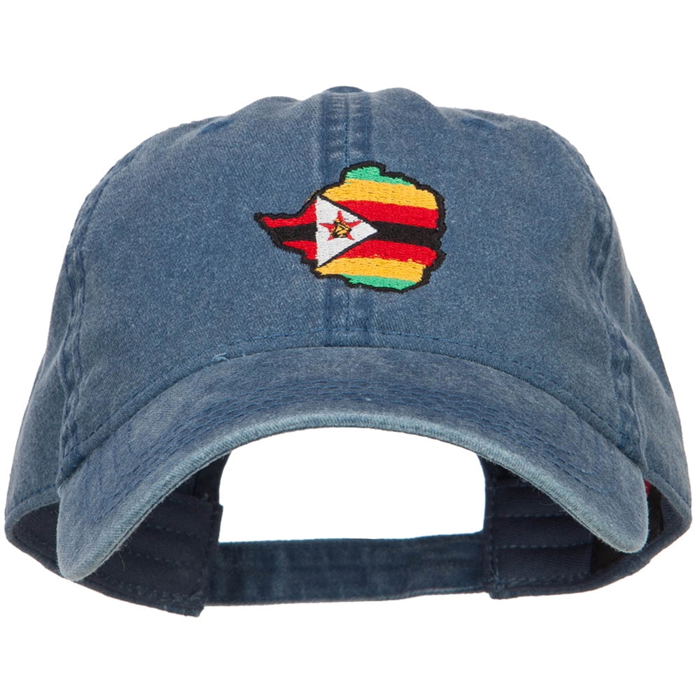 Zimbabwe Map Flag Embroidered Washed Cap - Navy OSFM - Walmart.com
