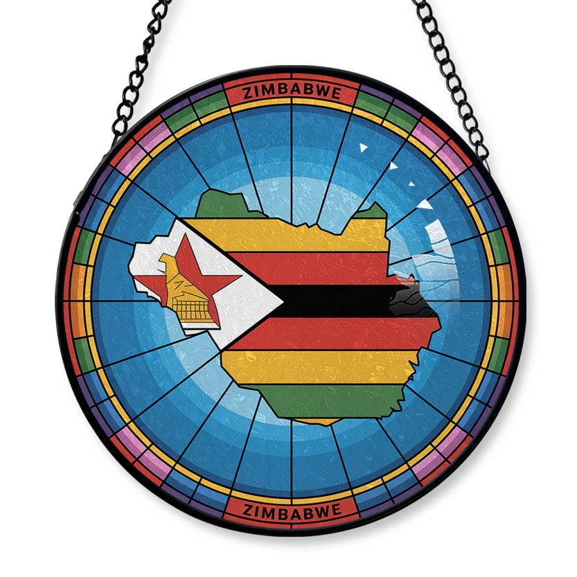 Zimbabwe Travel Decor Suncatcher Stained Glass Window Hanging, Gift for ...