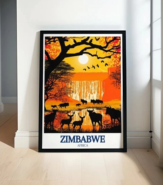 Zimbabwe Travel Posters - Hwange Park Majesty Poster NO FRAMED POSTER ...