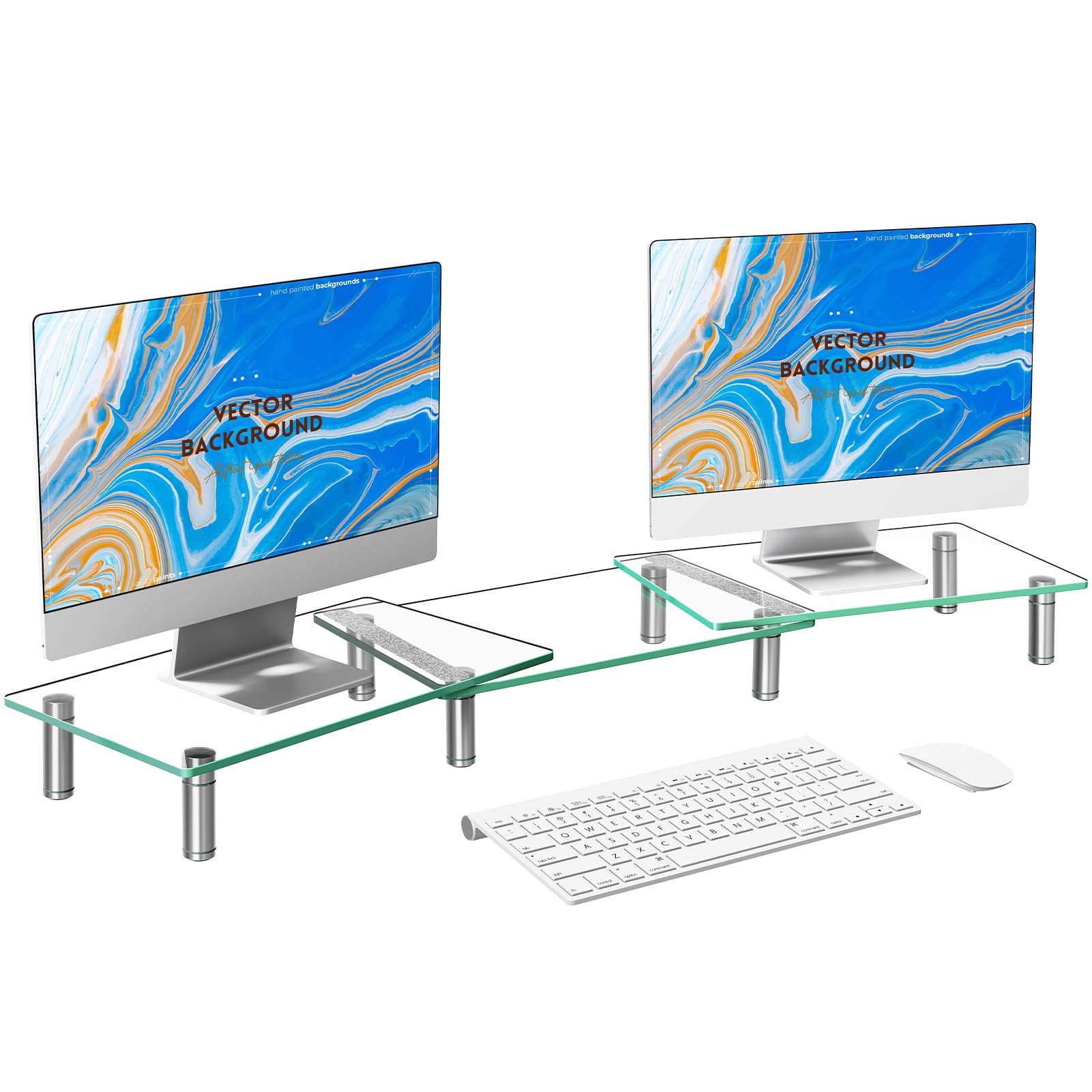 Zimilar Dual Glass Monitor Stand Riser, 3-Shelf Tempered Glass Monitor ...