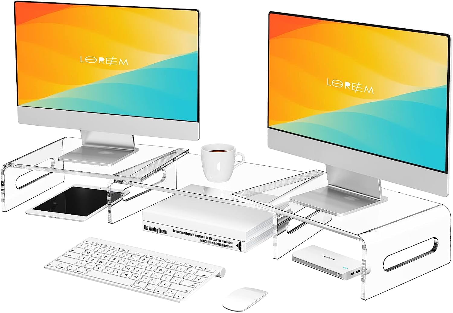 Zimilar Dual Monitor Stand Riser, Acrylic Monitor Stand with Adjustable ...
