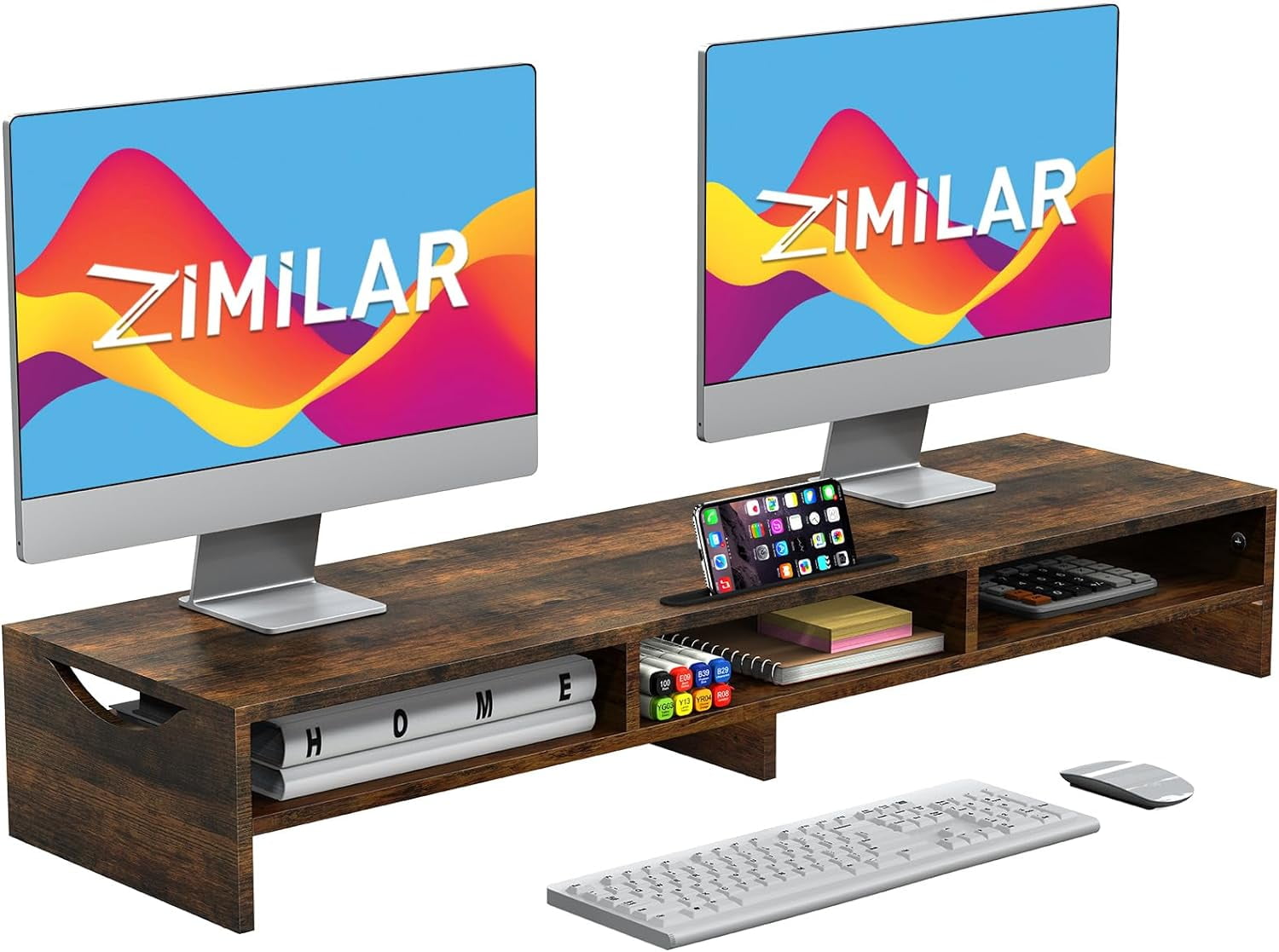 Zimilar Large Dual Monitor Stand Riser, 2 Tiers Monitor Stand with ...