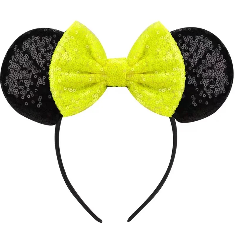 Ziming 9.5 cm Big Size Black Mouse Ears Headband For Girls 5"Bow Party Hairband Festival DIY ...