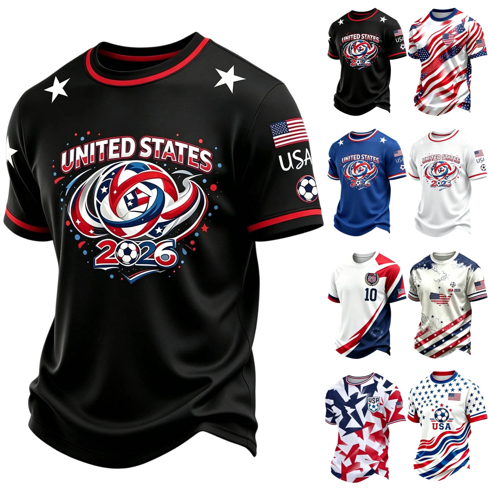 Zimjoy 2026 USA Soccer Jersey Shirts for Men Crewneck Short Sleeve ...