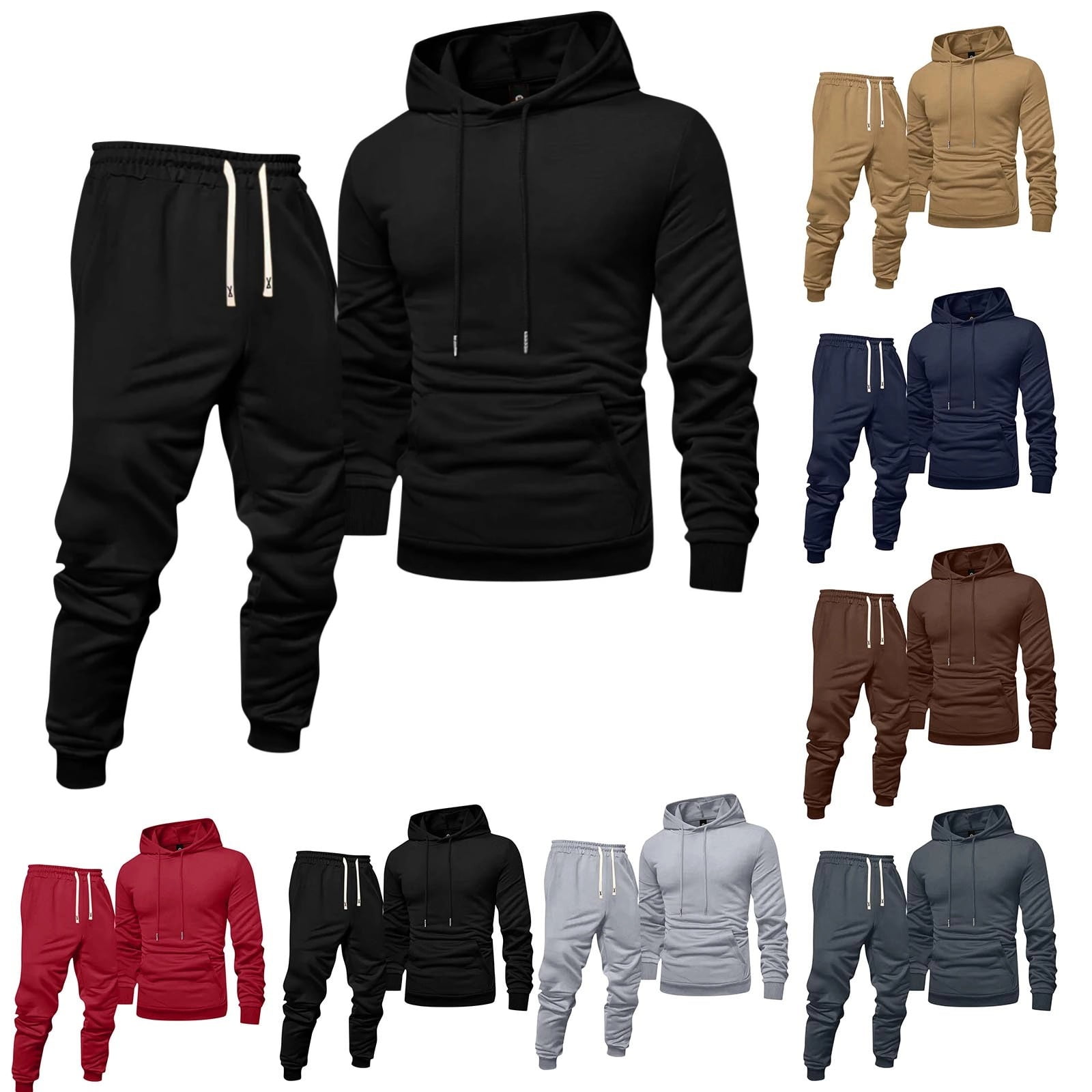 Zimjoy Black Sweatsuits for Men Set Sports Track Suits Mens Casual ...