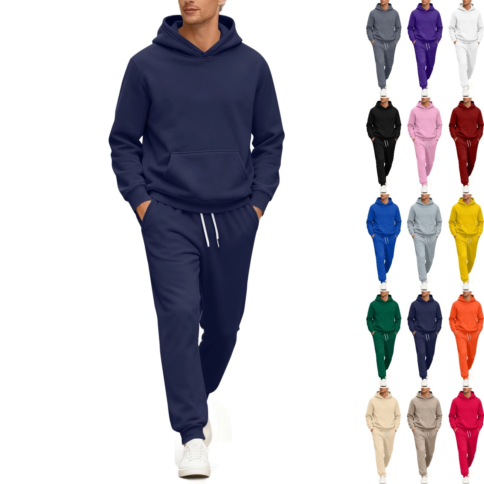 Zimjoy Blue Sweat Suits Men Gym Track Suits Mens Casual Hooded ...