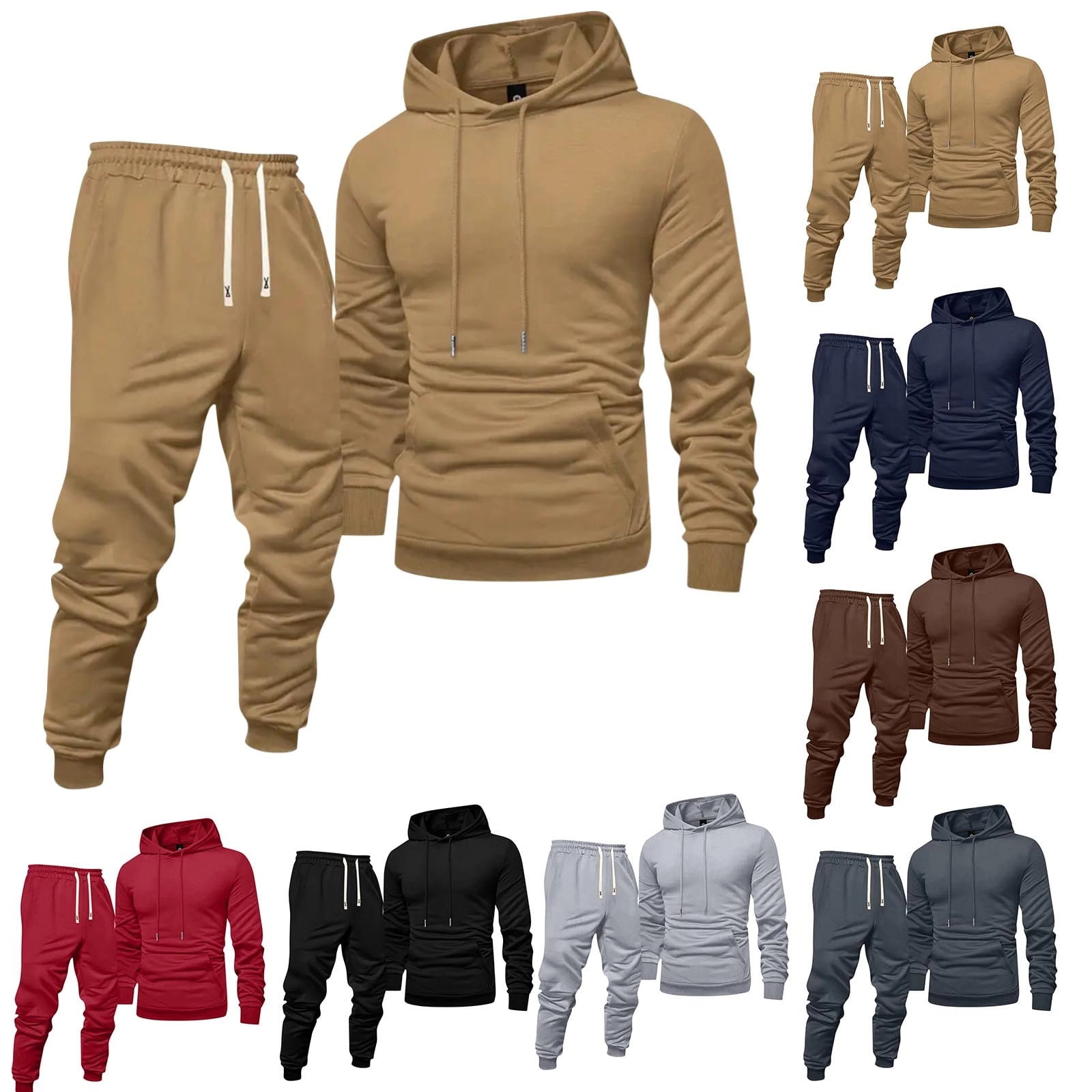 Zimjoy Brown Sweat Suits Men Gym Track Suits Mens Casual Pullover ...