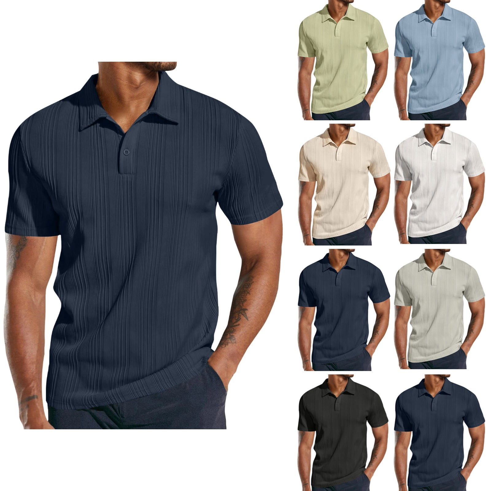 Zimjoy Golf Polo Shirts for Men Casual Ice Silk Textured Knit Golf T ...