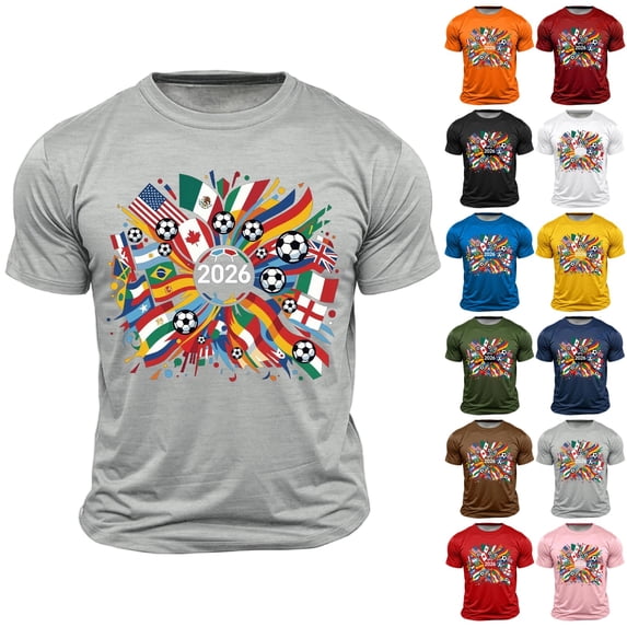 Zimjoy Men's 2026 World Soccer T-Shirt International Flag Short Sleeve ...