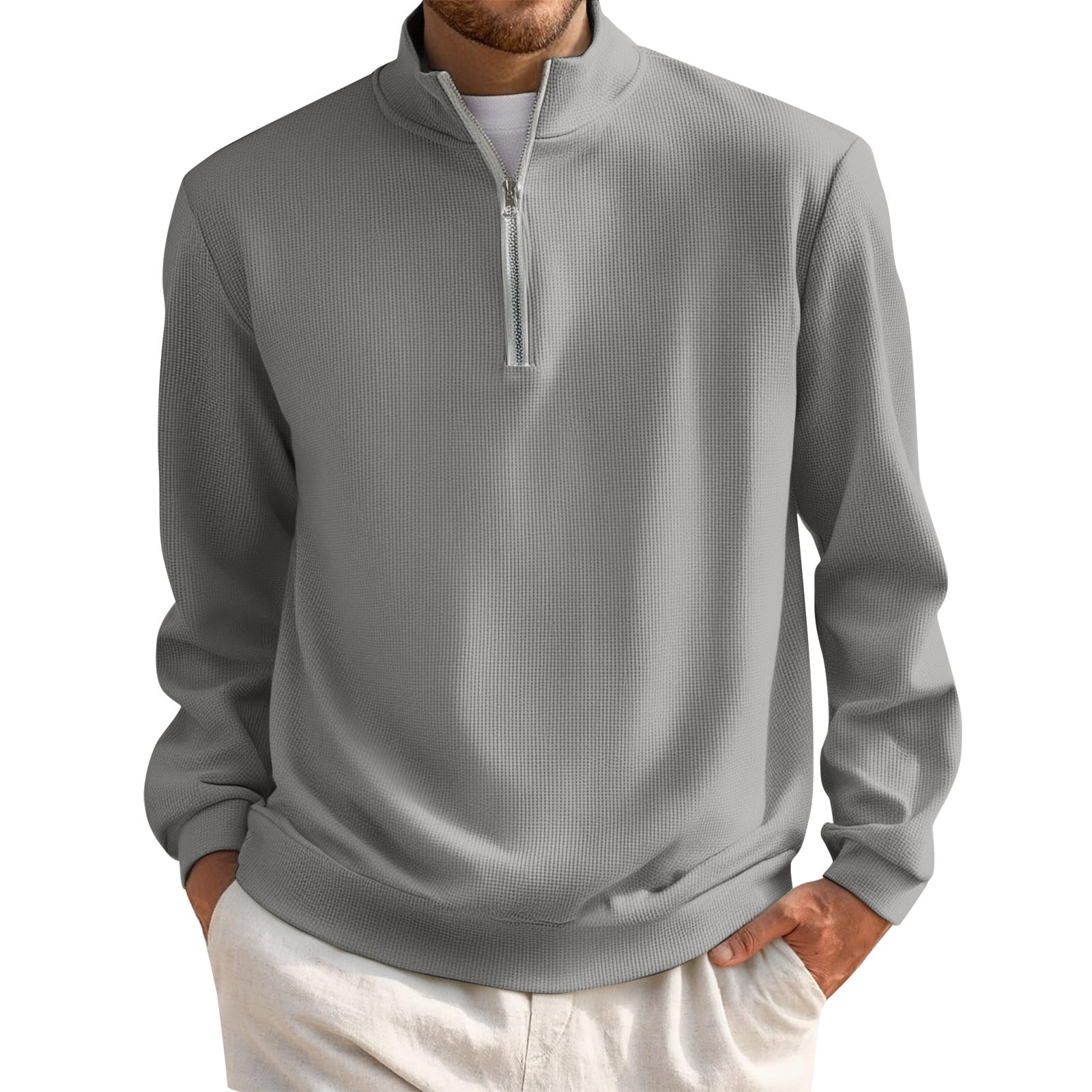 Zimjoy Men's Quarter Zip Pullover Casual Lightweight Quarter Zip ...