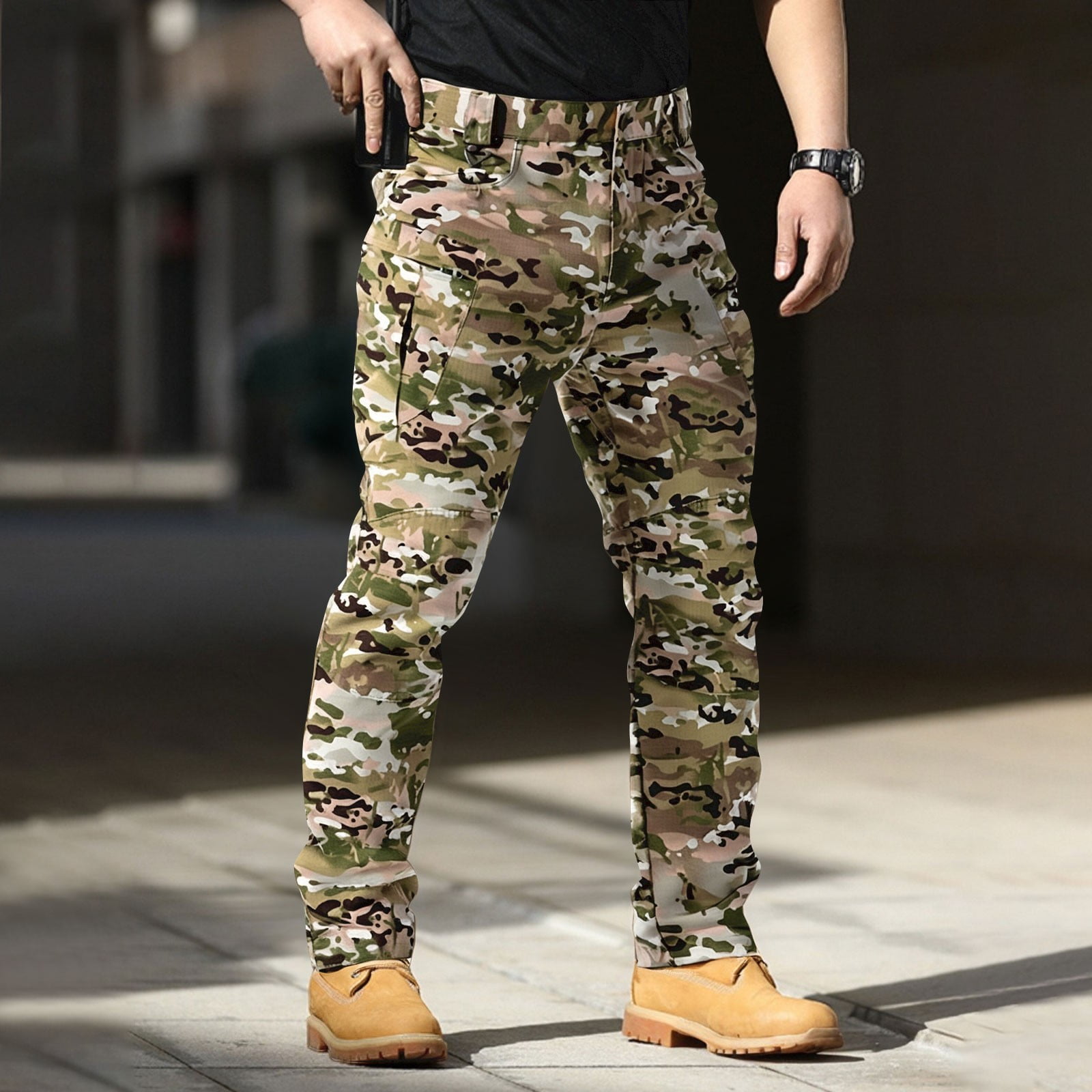Zimjoy Mens Hiking Pants Water Resistant Ripstop Cargo Work Pants ...